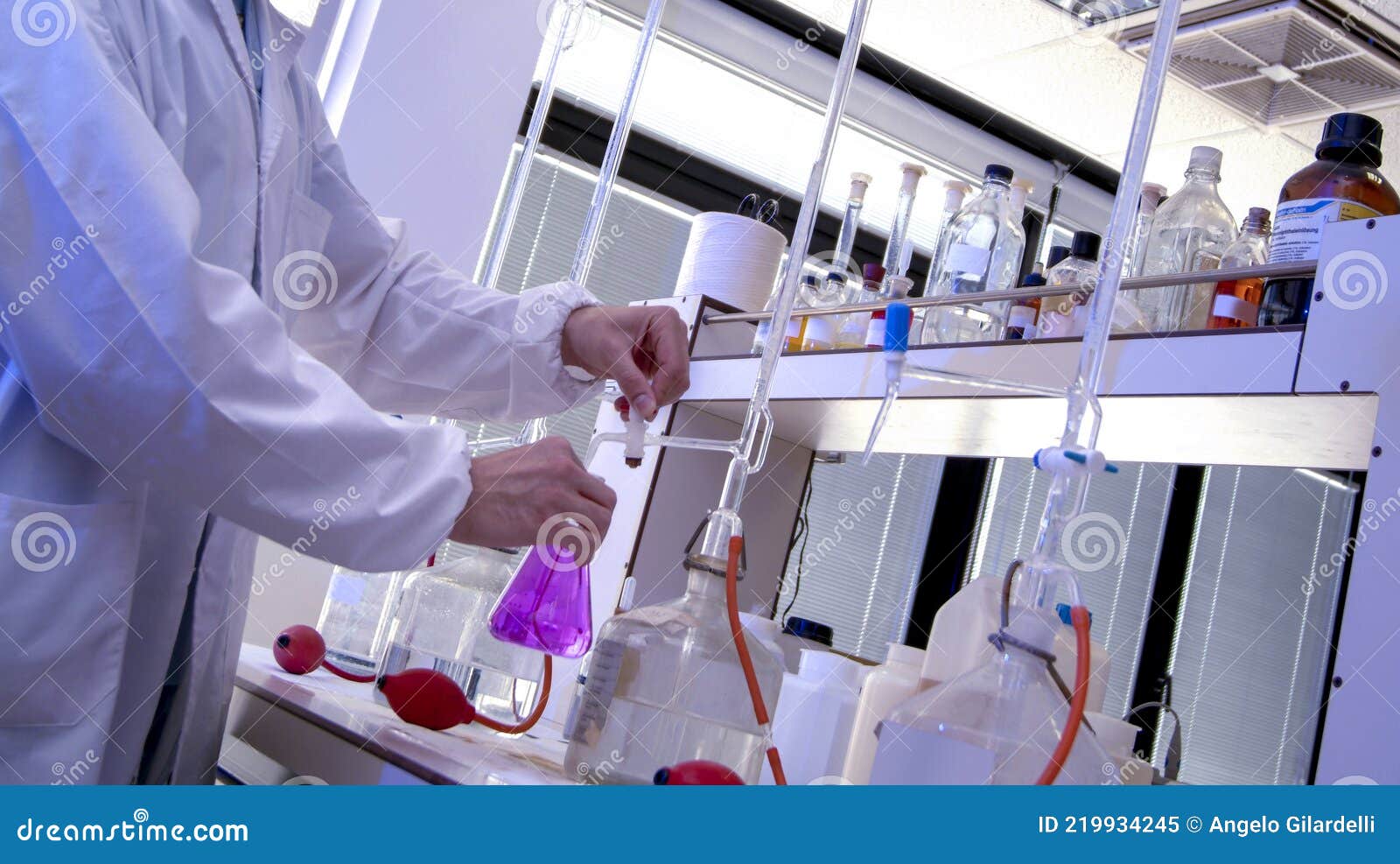 Chemical Lab - Technician on Work - Blue Light Stock Image - Image of ...