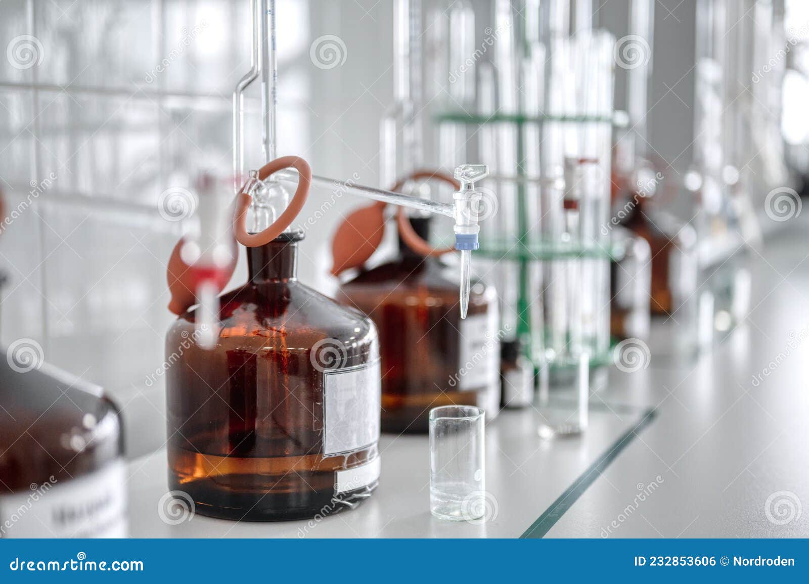 Chemical Laboratory All Kinds of Flasks, Tubes and Taps Stock Photo ...