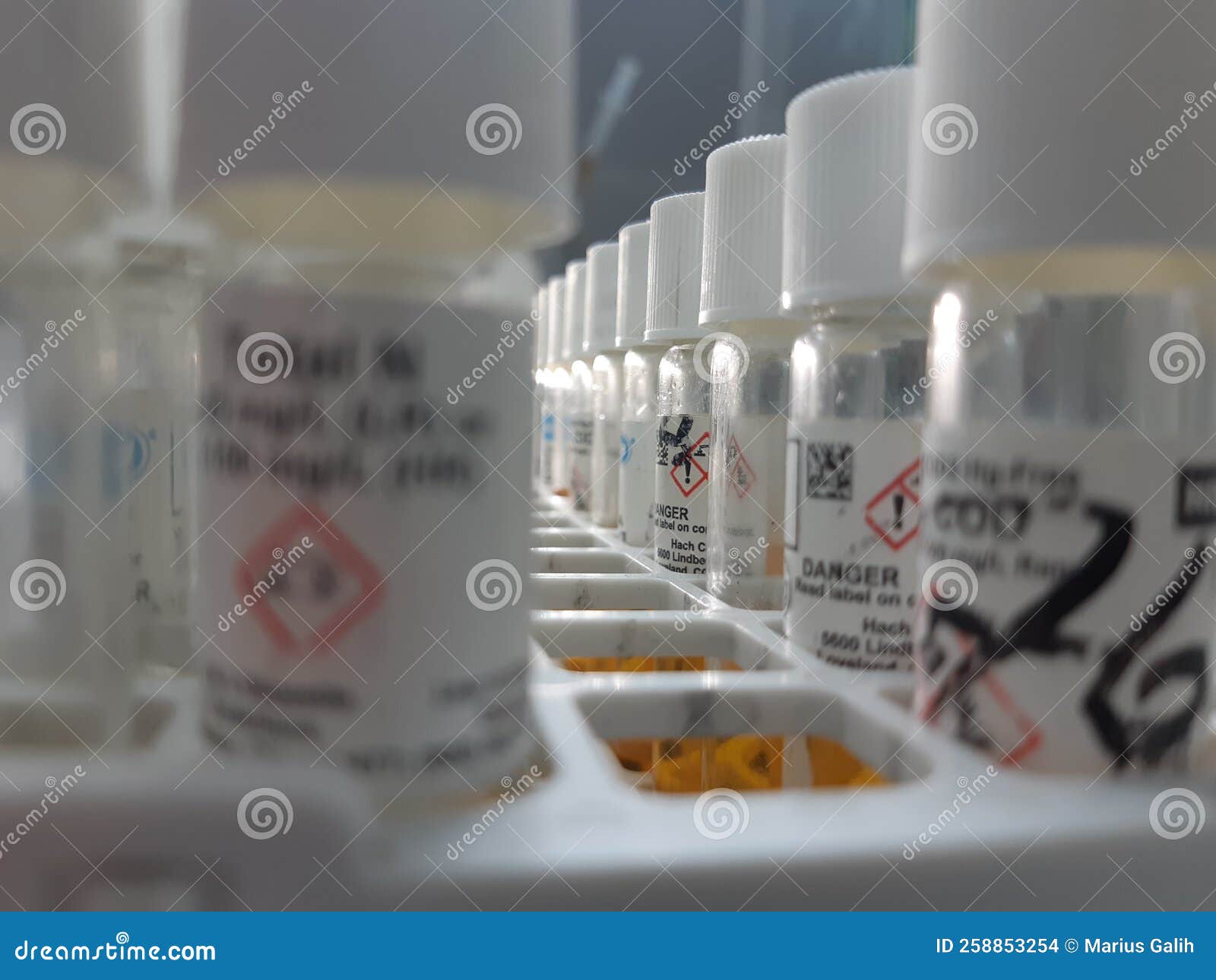 Chemical Laboratory Bottle Rack Stock Photo - Image of chemical, bottle ...