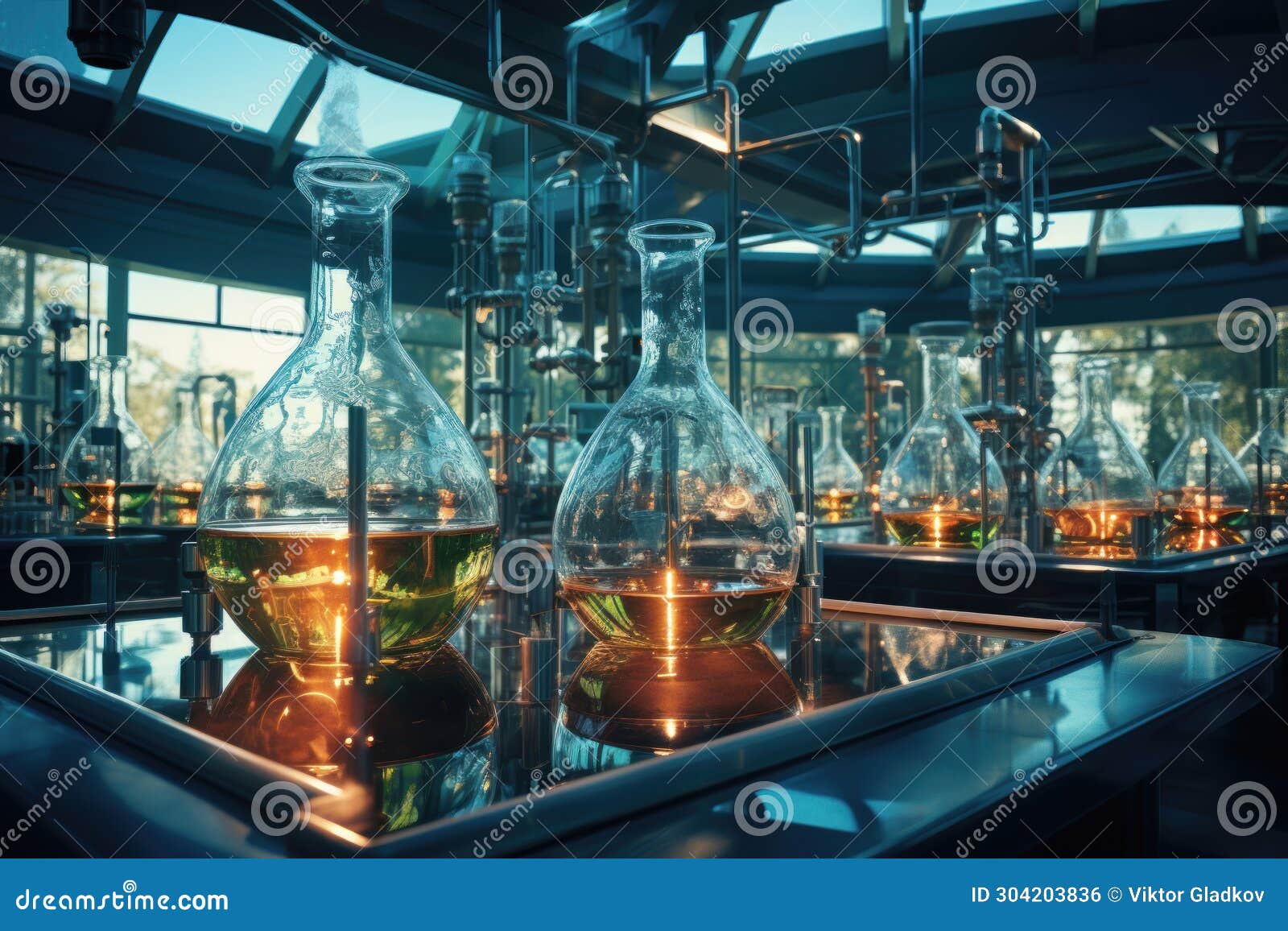 Chemical Laboratory with Distillation Apparatus. Generative AI Stock ...
