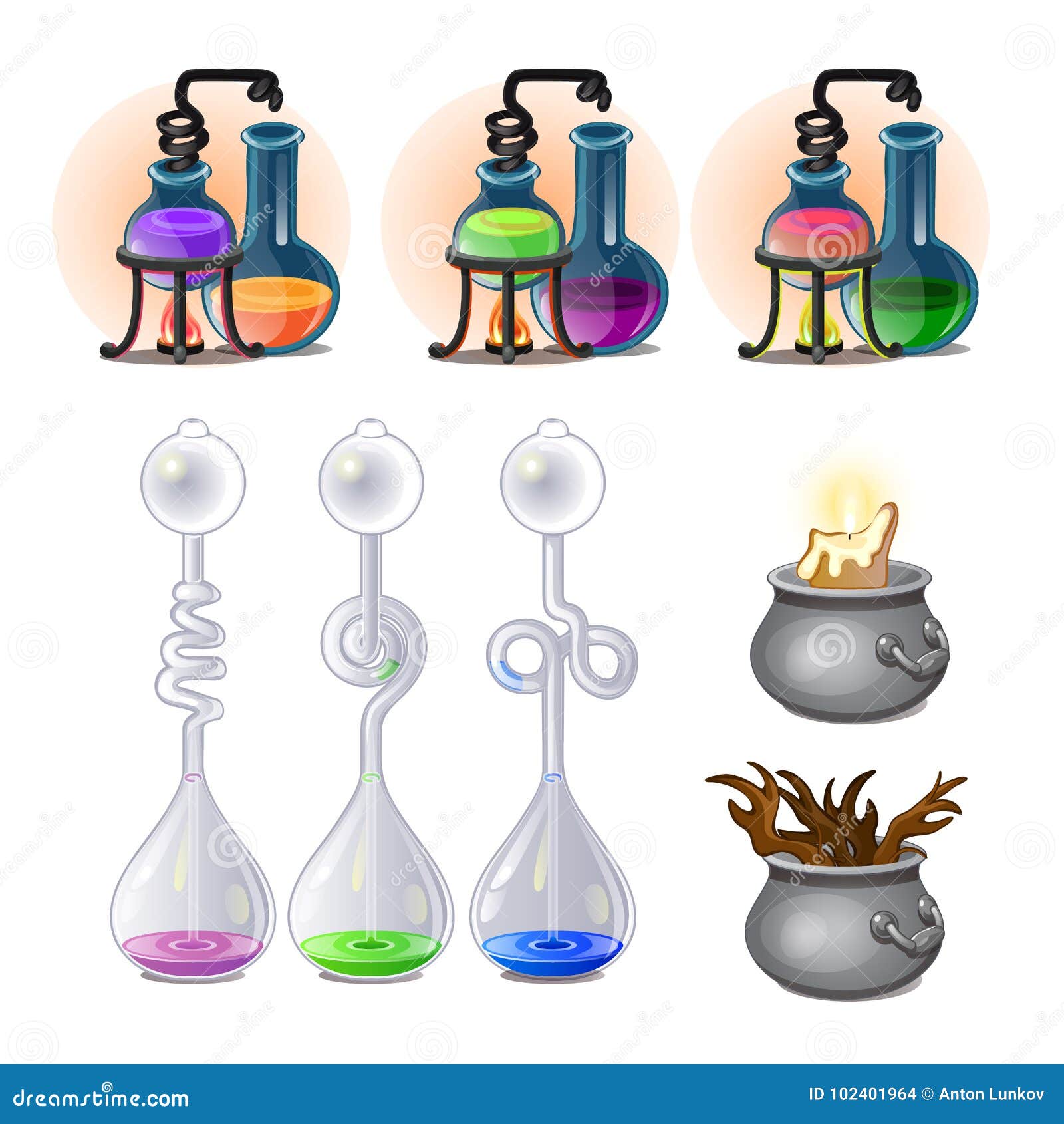 Chemical Laboratory Experiments and Boiling of Liquids. Image in ...