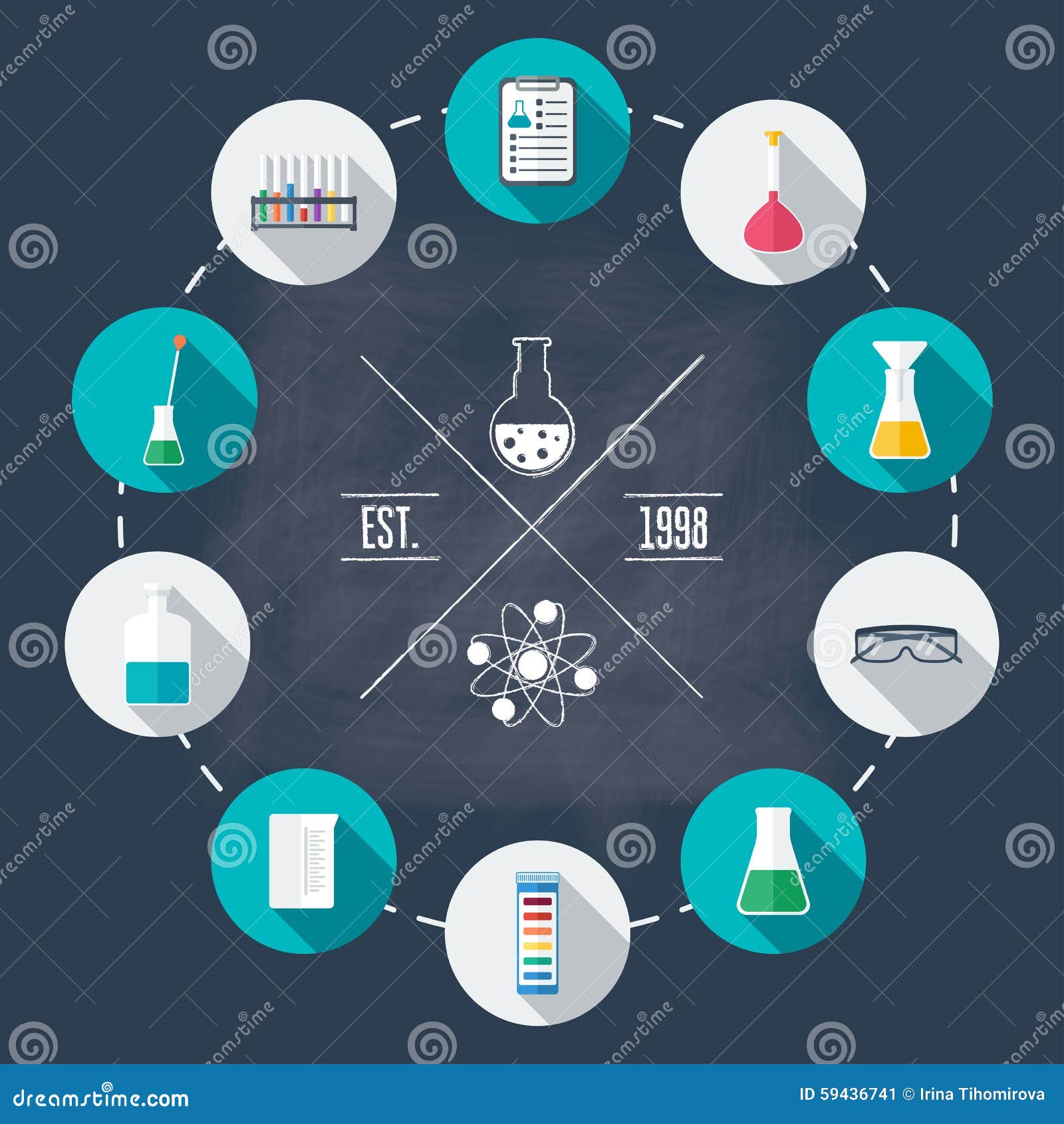 Chemical Laboratory Flat Icon Set. Scientific Research. Flat Design ...