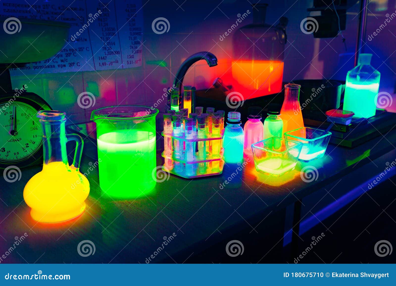 Chemical Laboratory with Liquids Stock Photo - Image of garish, color ...