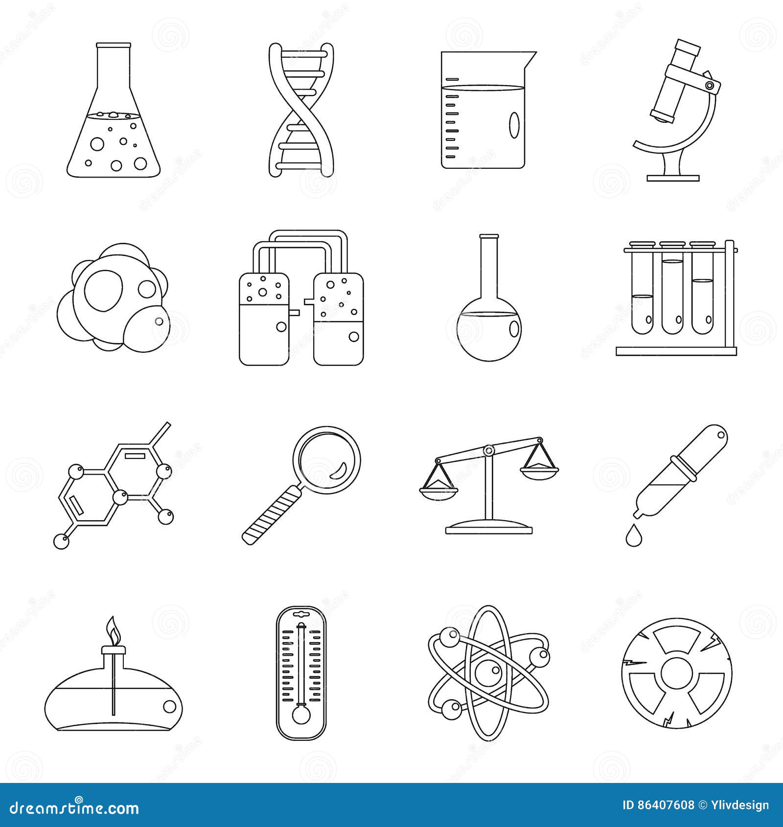 Chemical Laboratory Icons Set, Outline Style Stock Vector ...