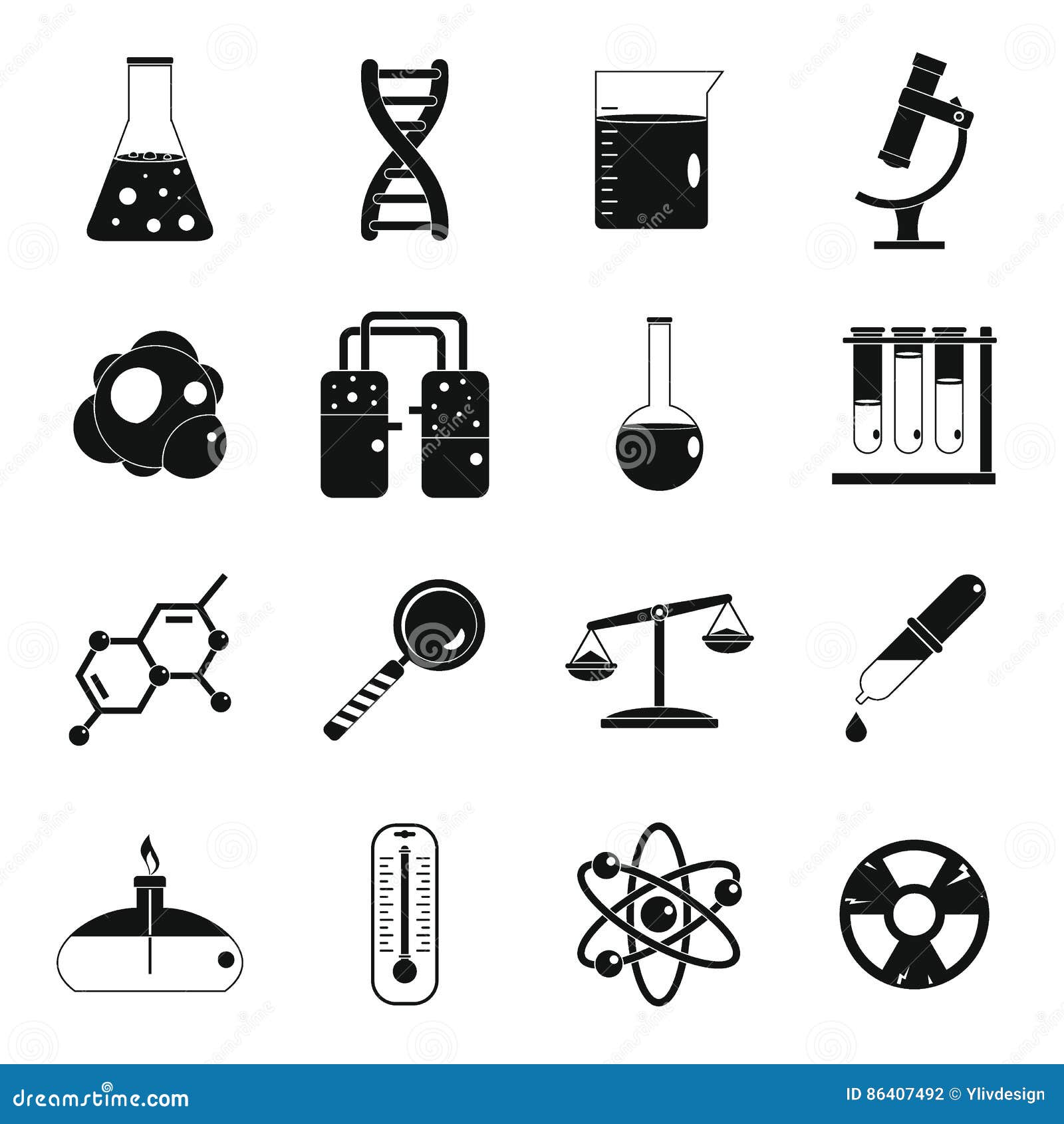 Chemical Laboratory Icons Set, Simple Style Stock Vector - Illustration ...