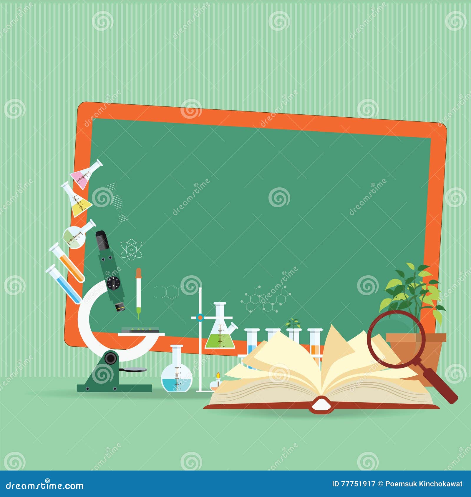 Chemical Laboratory Science Lesson With Open Book And Microscope ...