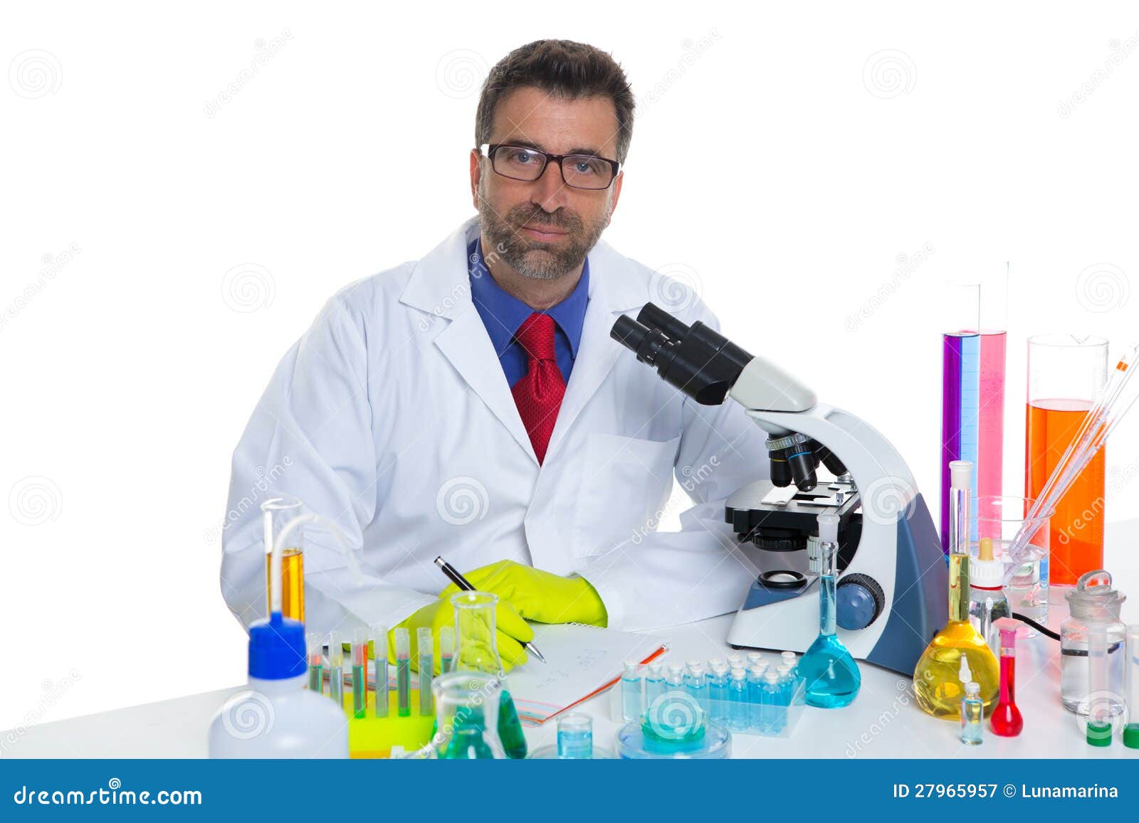 Chemical Laboratory Scientist Man Working Portrait Stock Image - Image ...