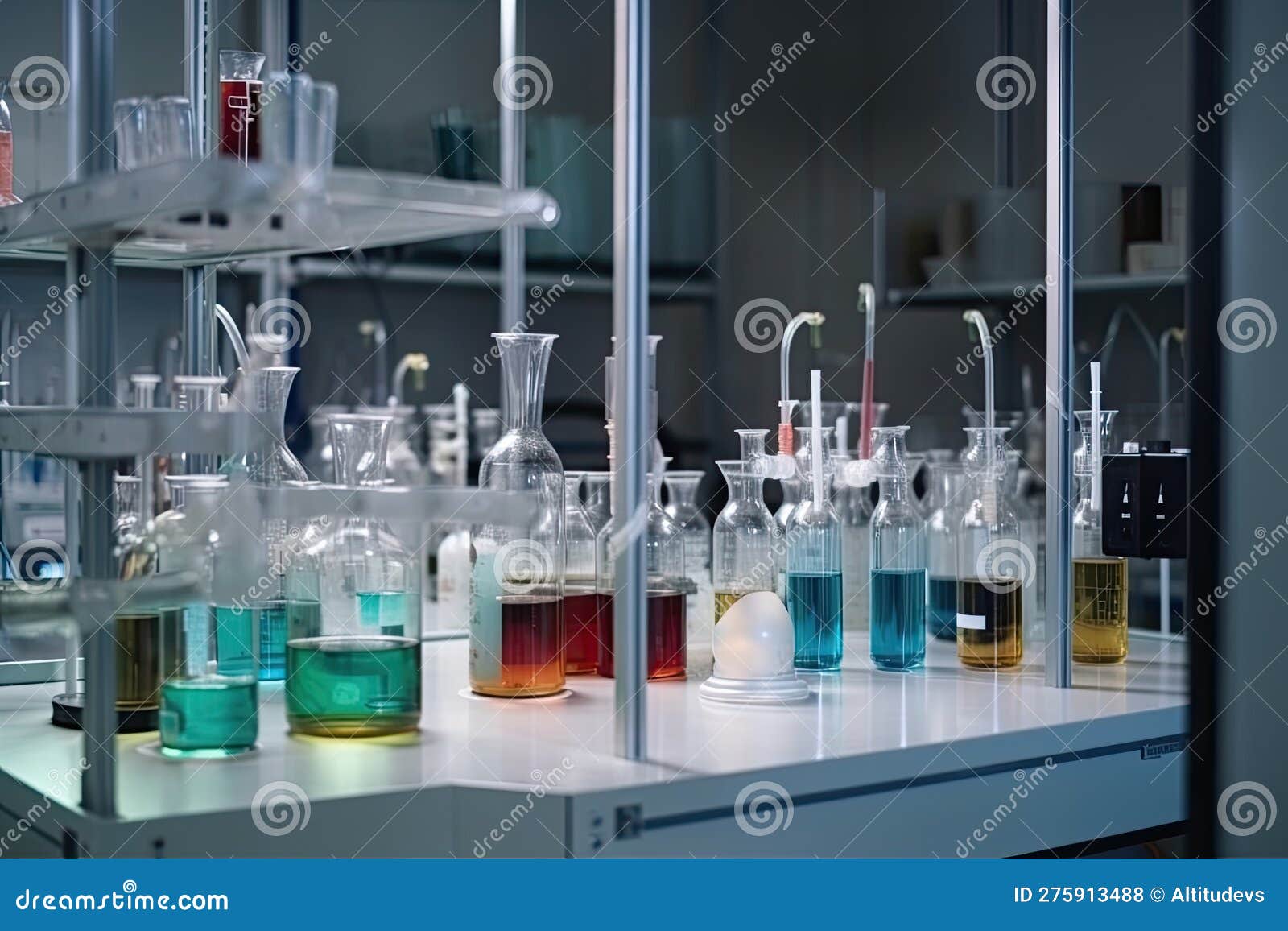 Chemical Laboratory, with Specialized Equipment and Glassware for ...