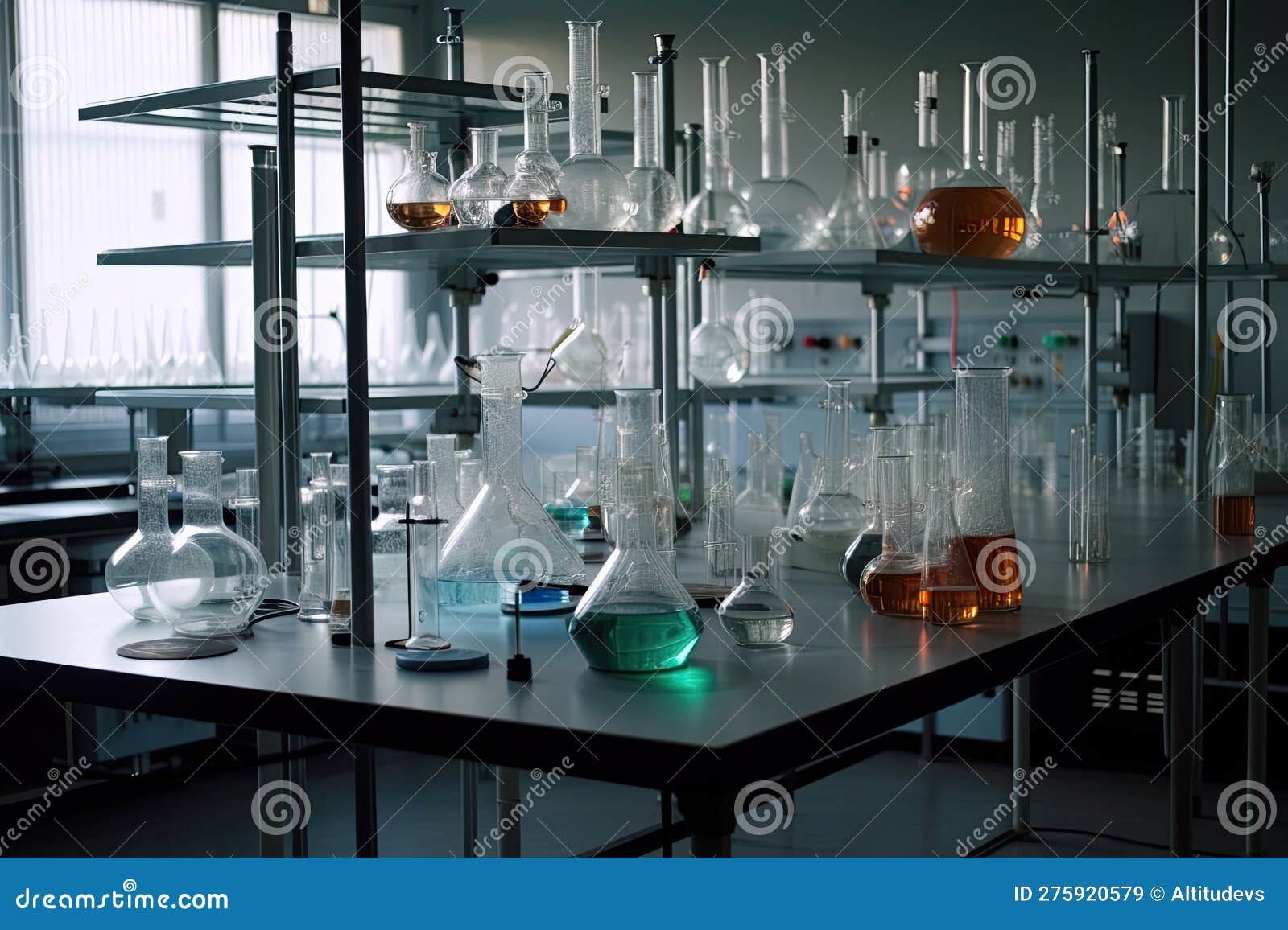 Chemical Laboratory, with Specialized Equipment and Glassware for ...