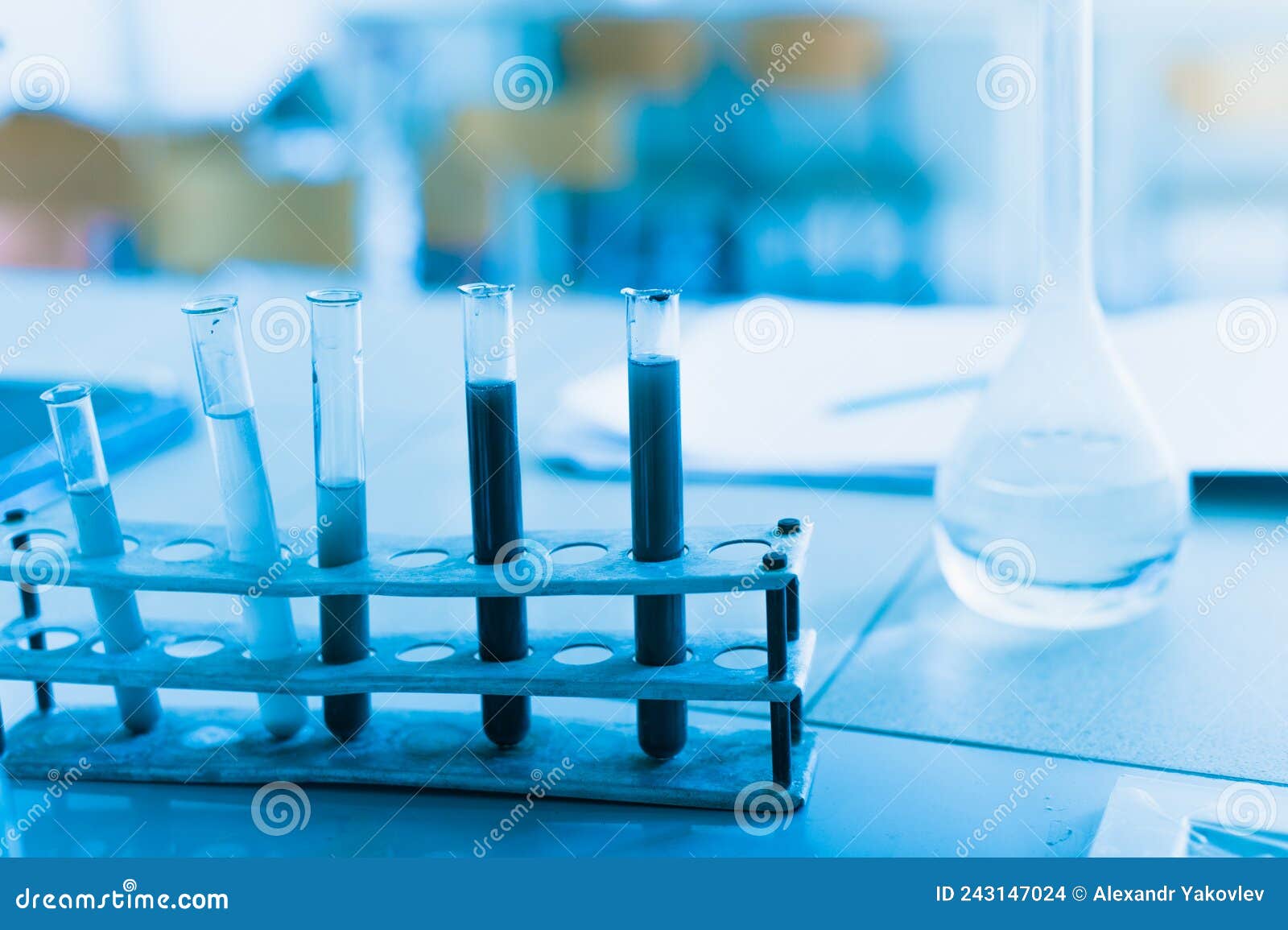 Chemical Laboratory with Test Tubes with Cloudy Liquid. Stock Photo ...