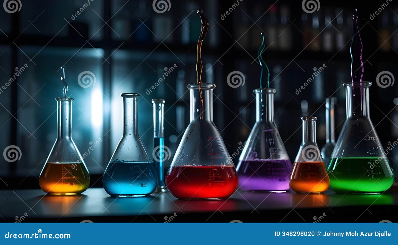 Chemical Laboratory Tools and Glassware with Vibrant Liquids Stock ...