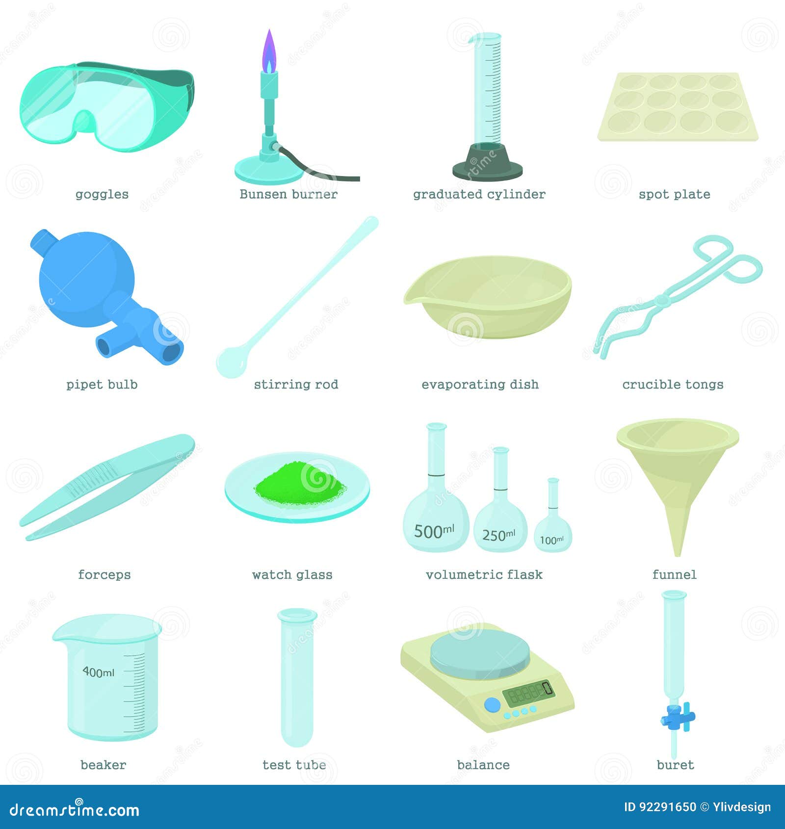 Chemical Laboratory Tools Icons Set, Cartoon Style Stock Vector ...