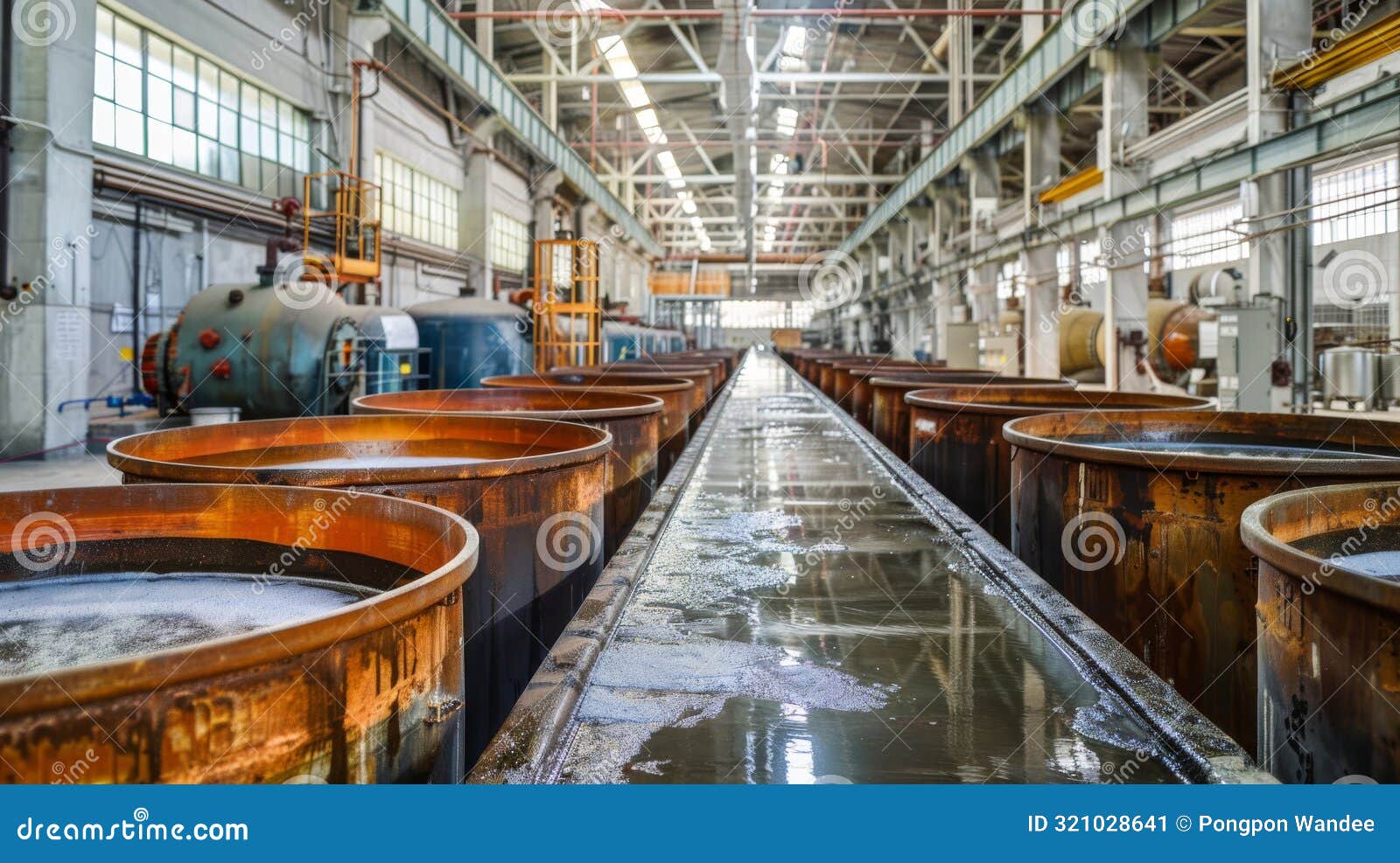 A Chemical Mixing Facility with Tanks Blending Raw Materials into ...