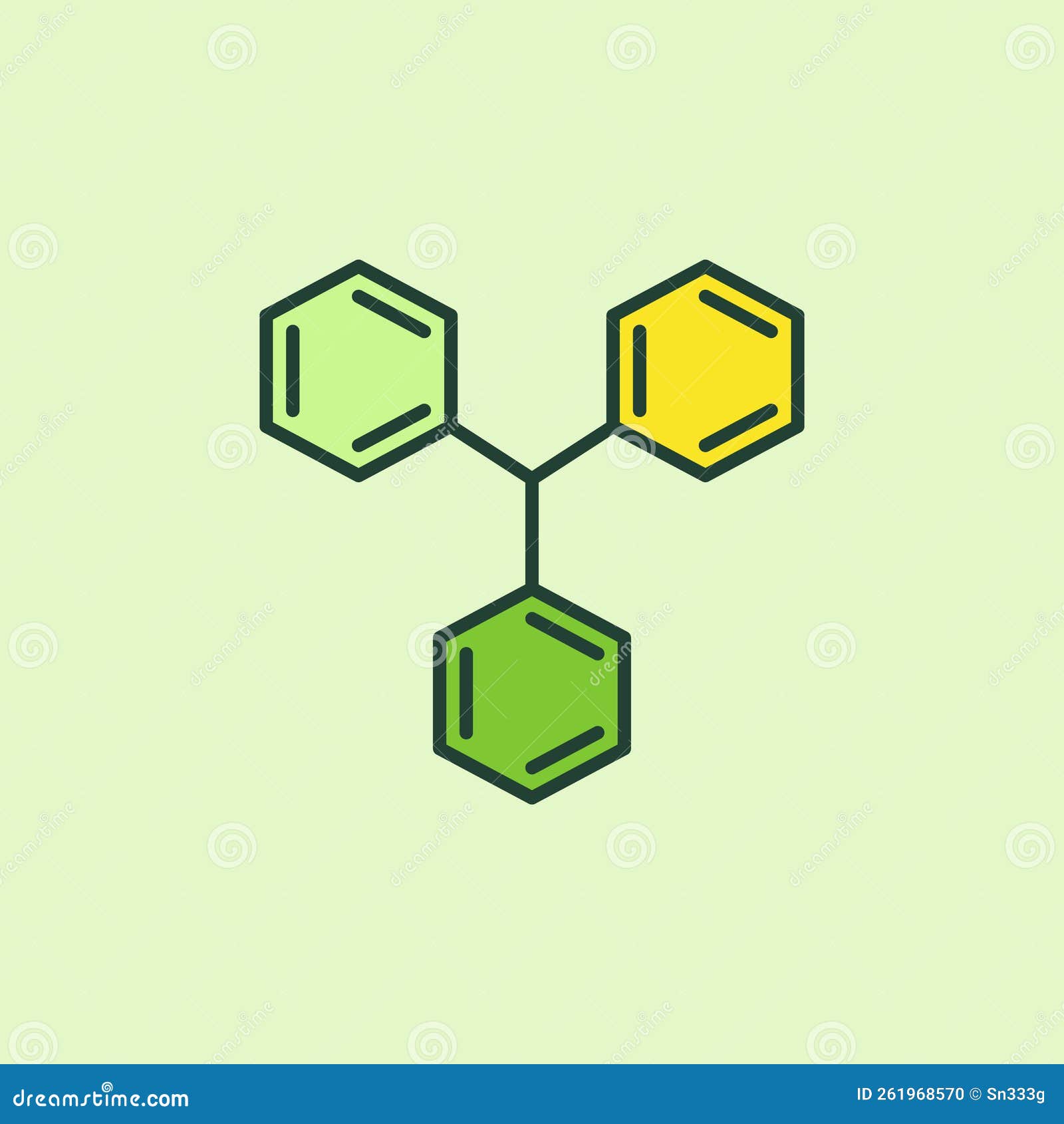 Chemical Molecule with Three Hexagons Vector Chemistry Colored Icon ...