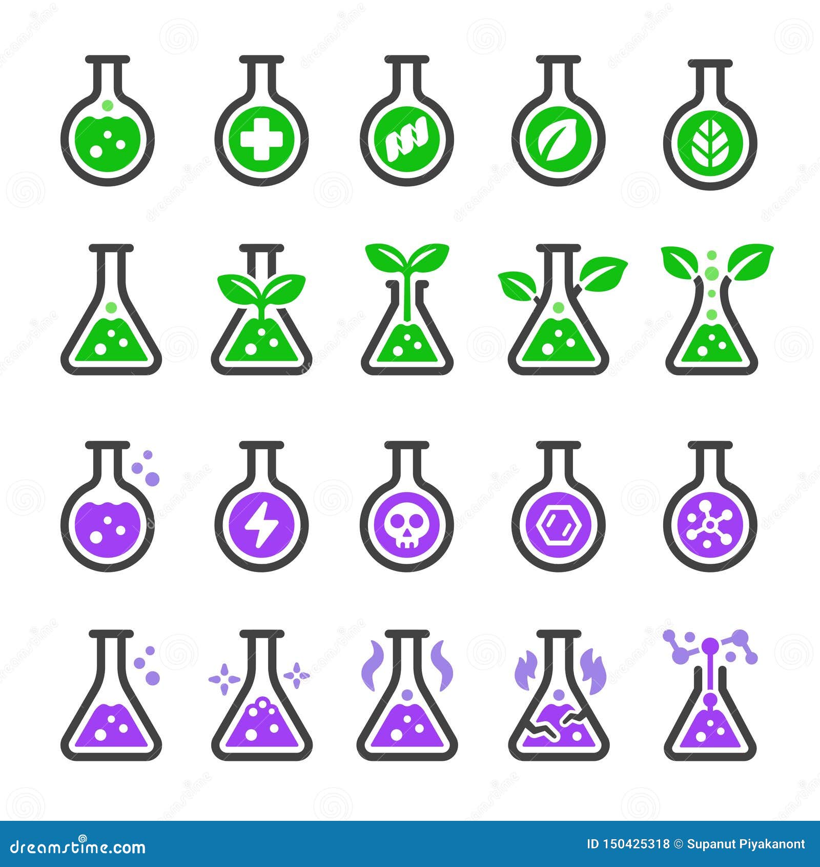 Chemical and Non Chemical Icon Set Stock Vector - Illustration of ...