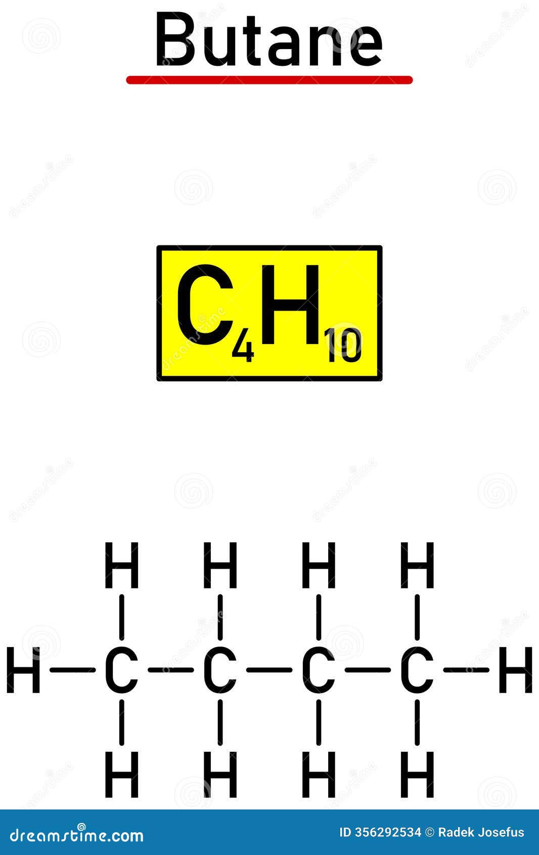 Butane. Gas. Structural Chemical Formula And Molecule 3d Model. C4H10 ...