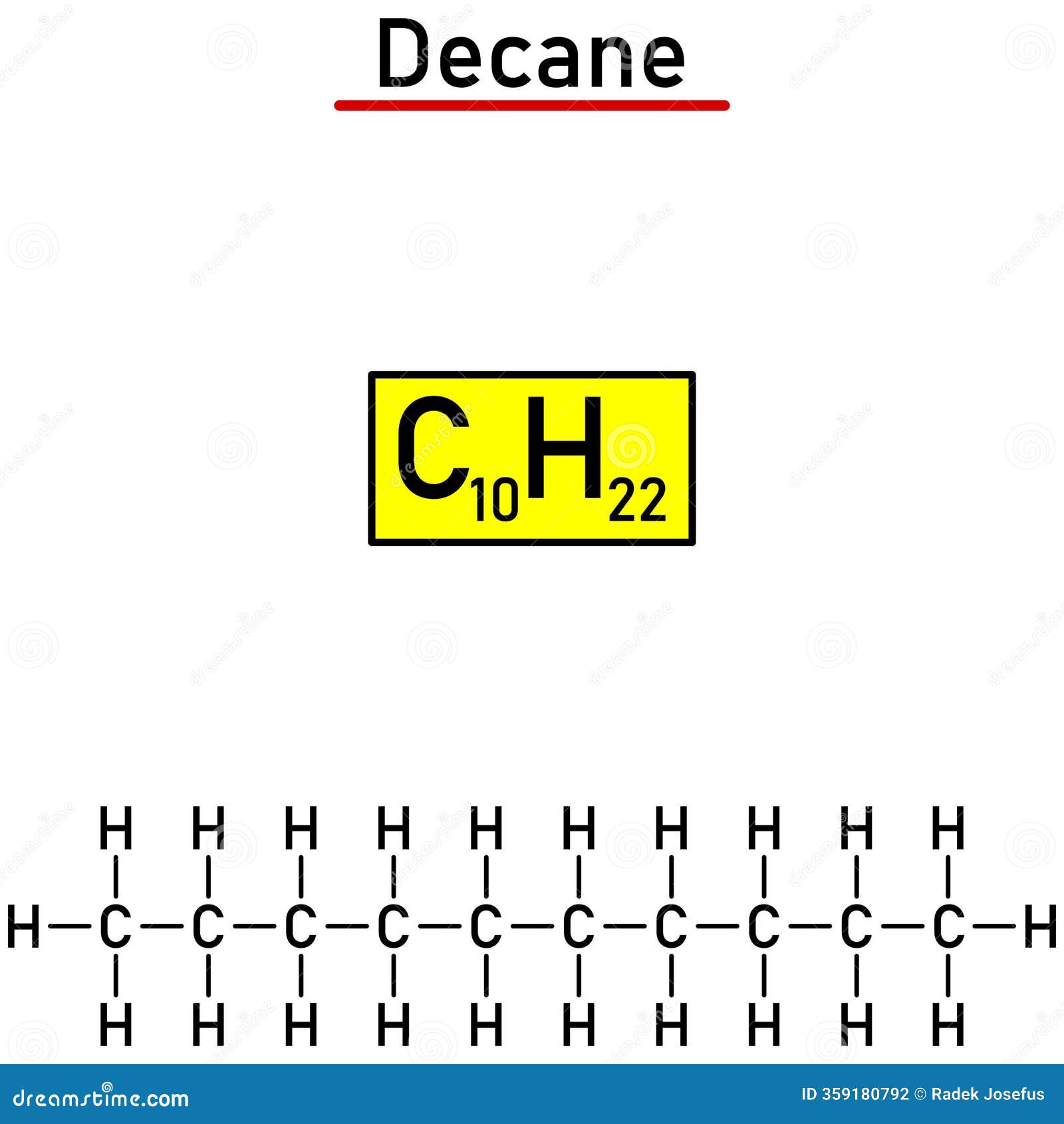 Chemical Notation of the Decane Molecule Stock Illustration ...