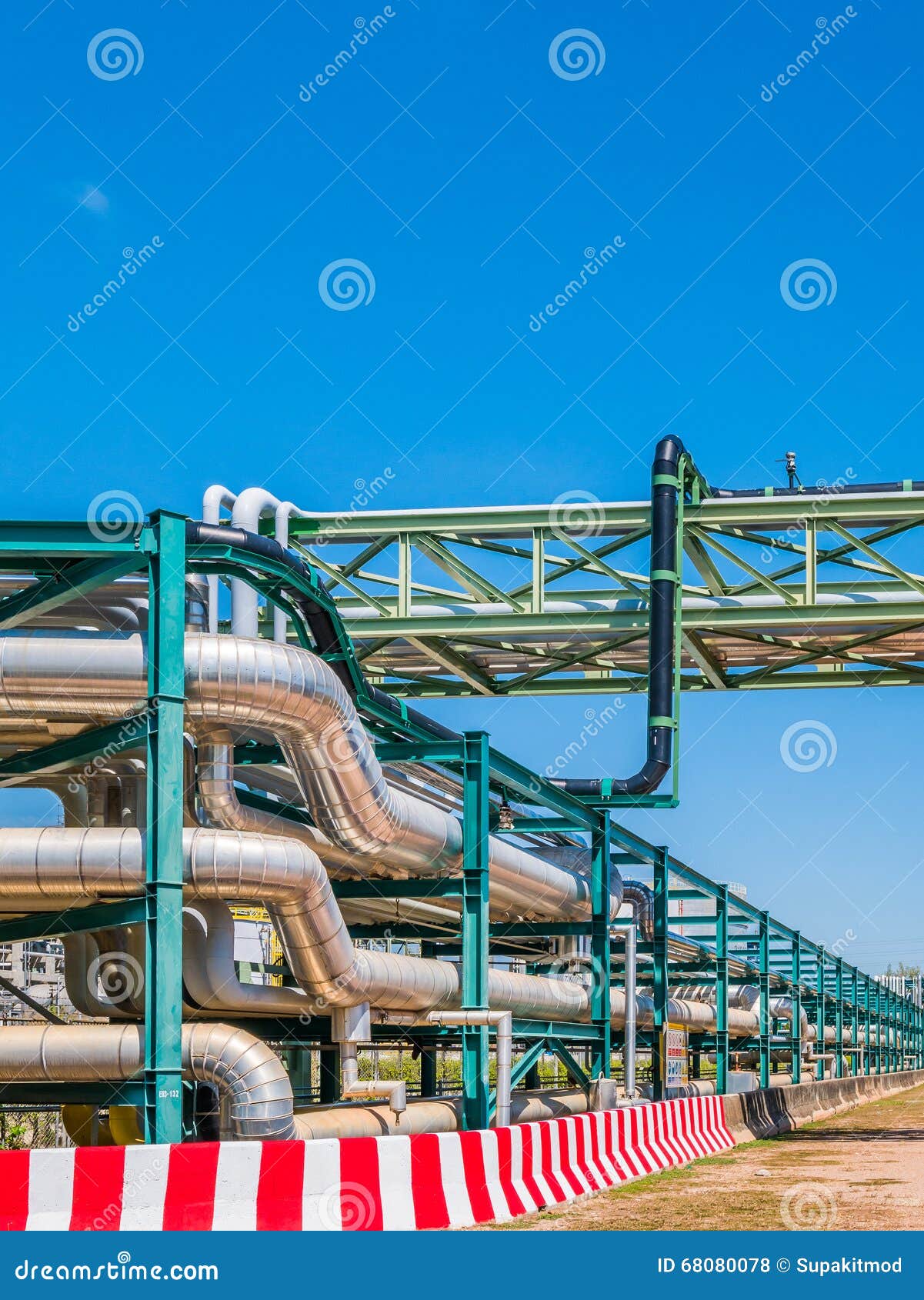 Chemical Pipe Line on Steel Structure Stock Photo - Image of ...