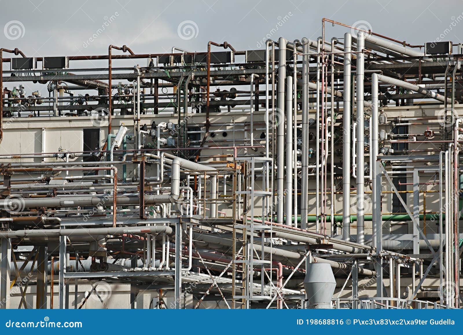 Chemical plant pipes stock photo. Image of industry - 198688816