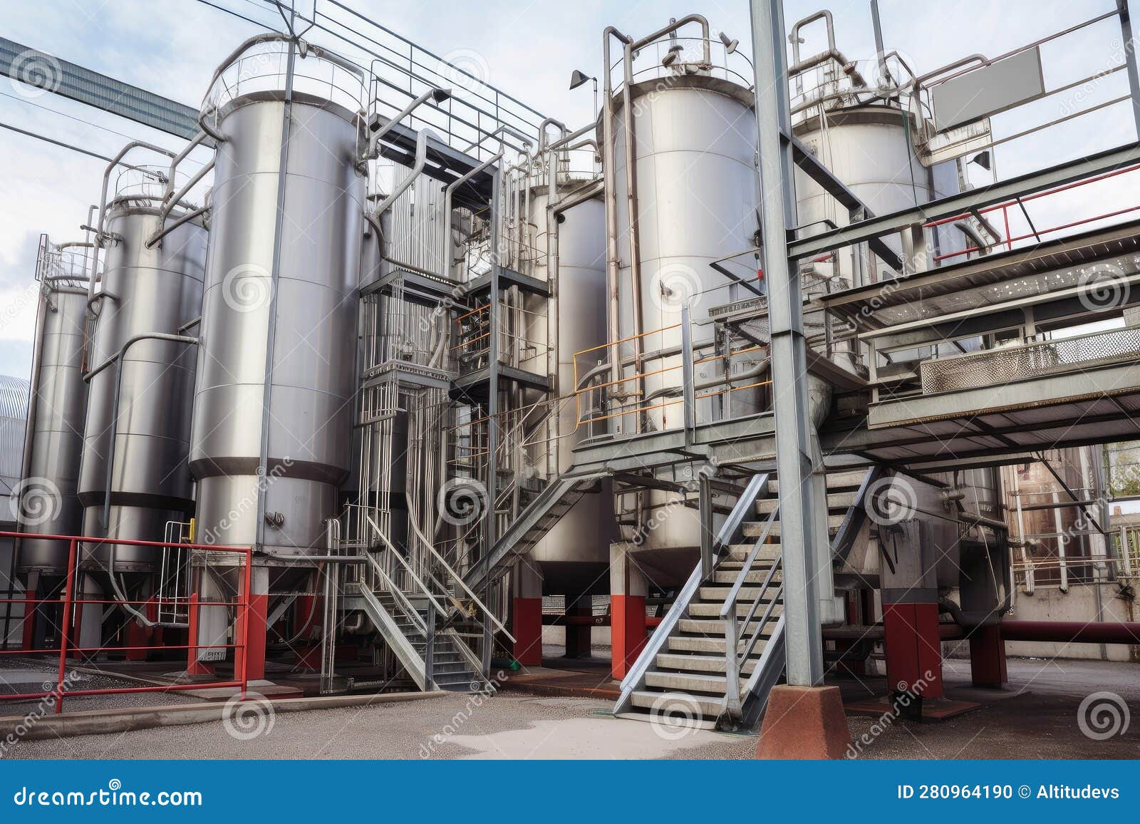 Chemical Plant, with Vats and Pipes for Processing Raw Materials Stock ...