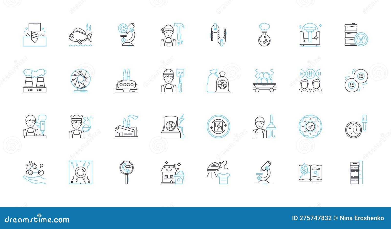 Chemical Processing Linear Icons Set. Synthesis, Reactor, Distillation ...