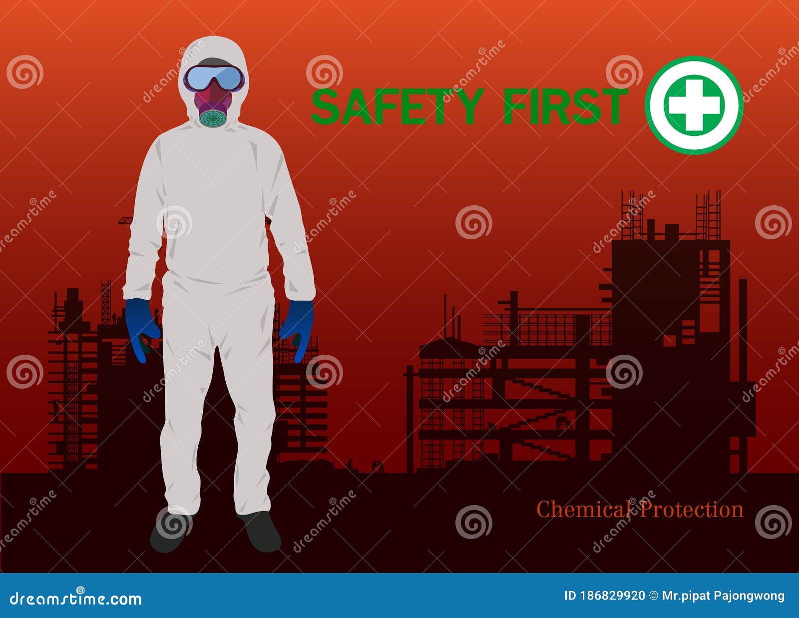 Chemical Protection, Safety First Stock Illustration - Illustration of ...