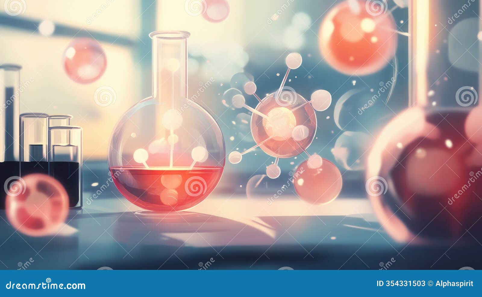 Chemical Reaction Occurring in Laboratory Glassware with Floating ...