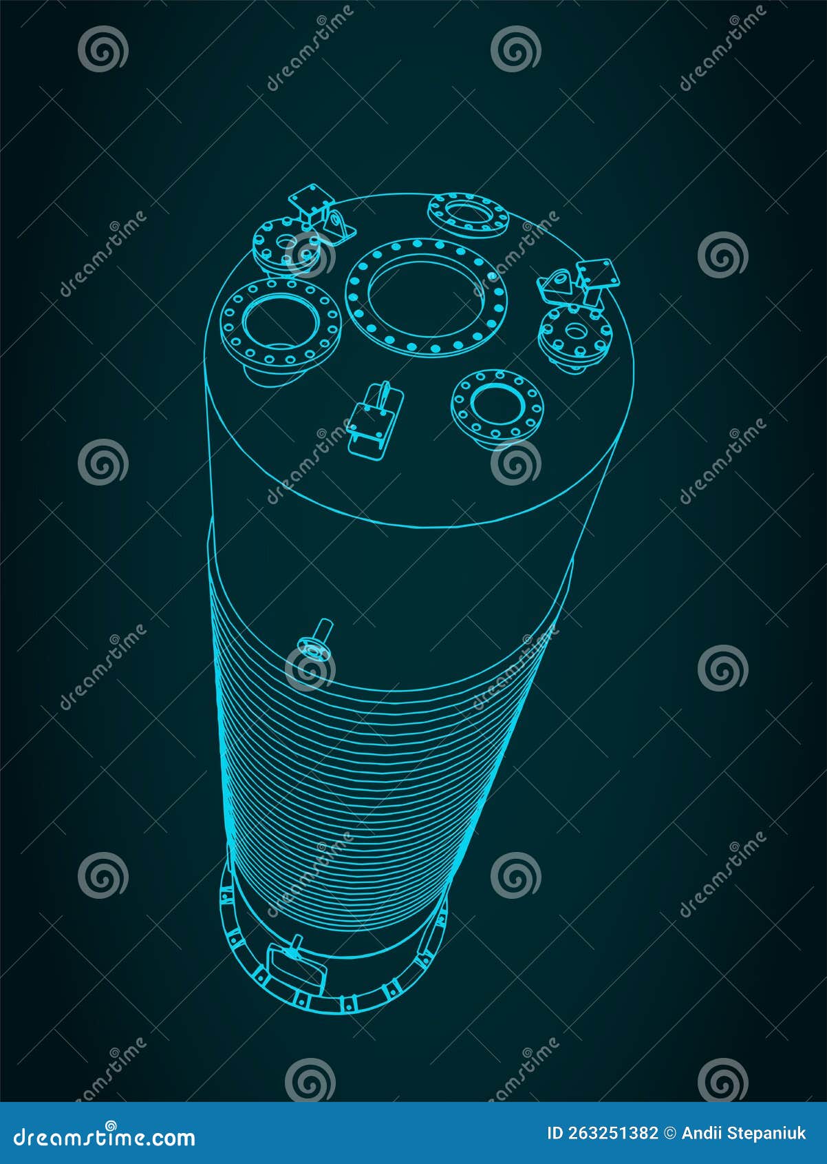 Chemical Reactor Isometric Blueprints Vector Illustration ...