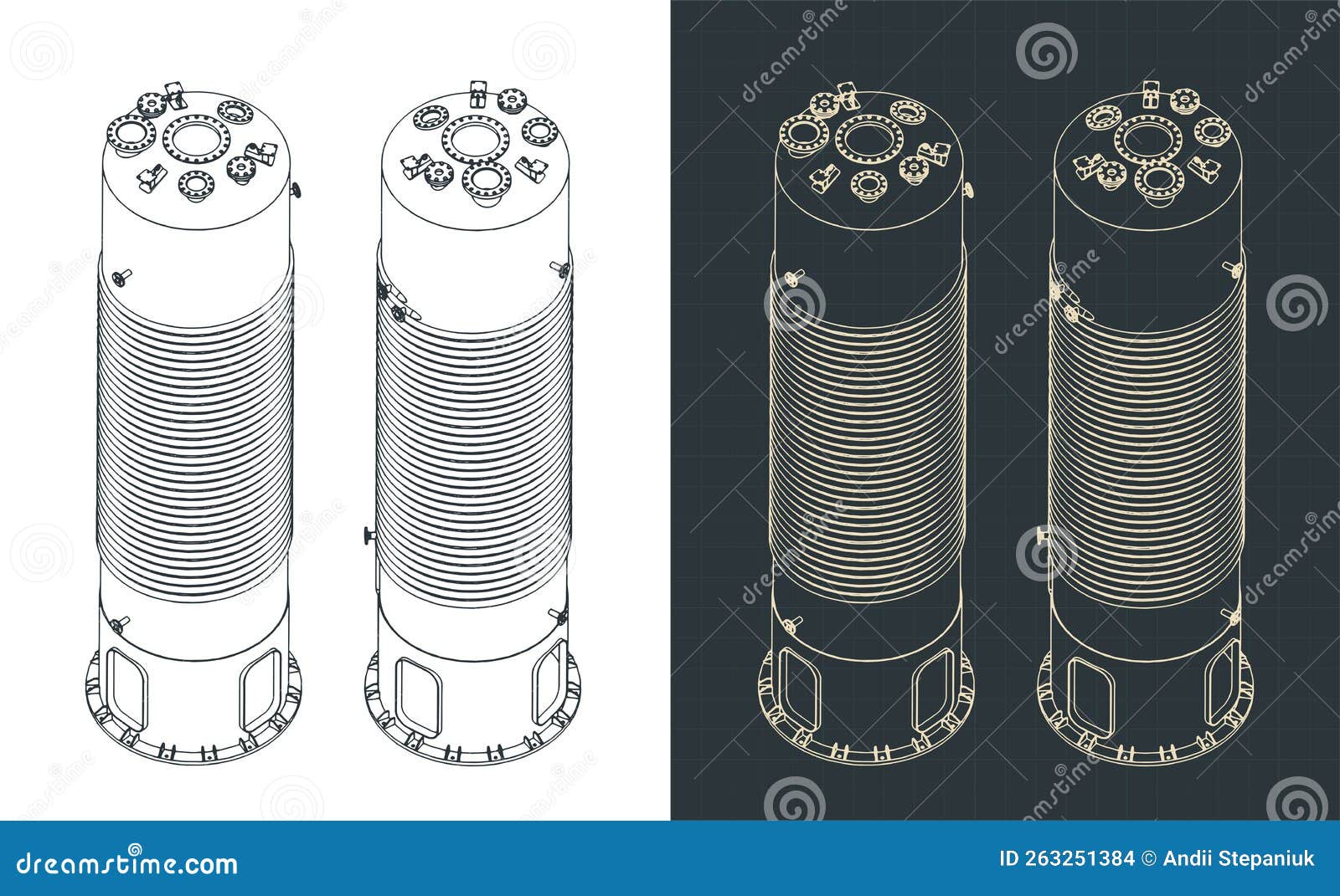 Chemical Reactor Isometric Blueprints Stock Vector - Illustration of ...