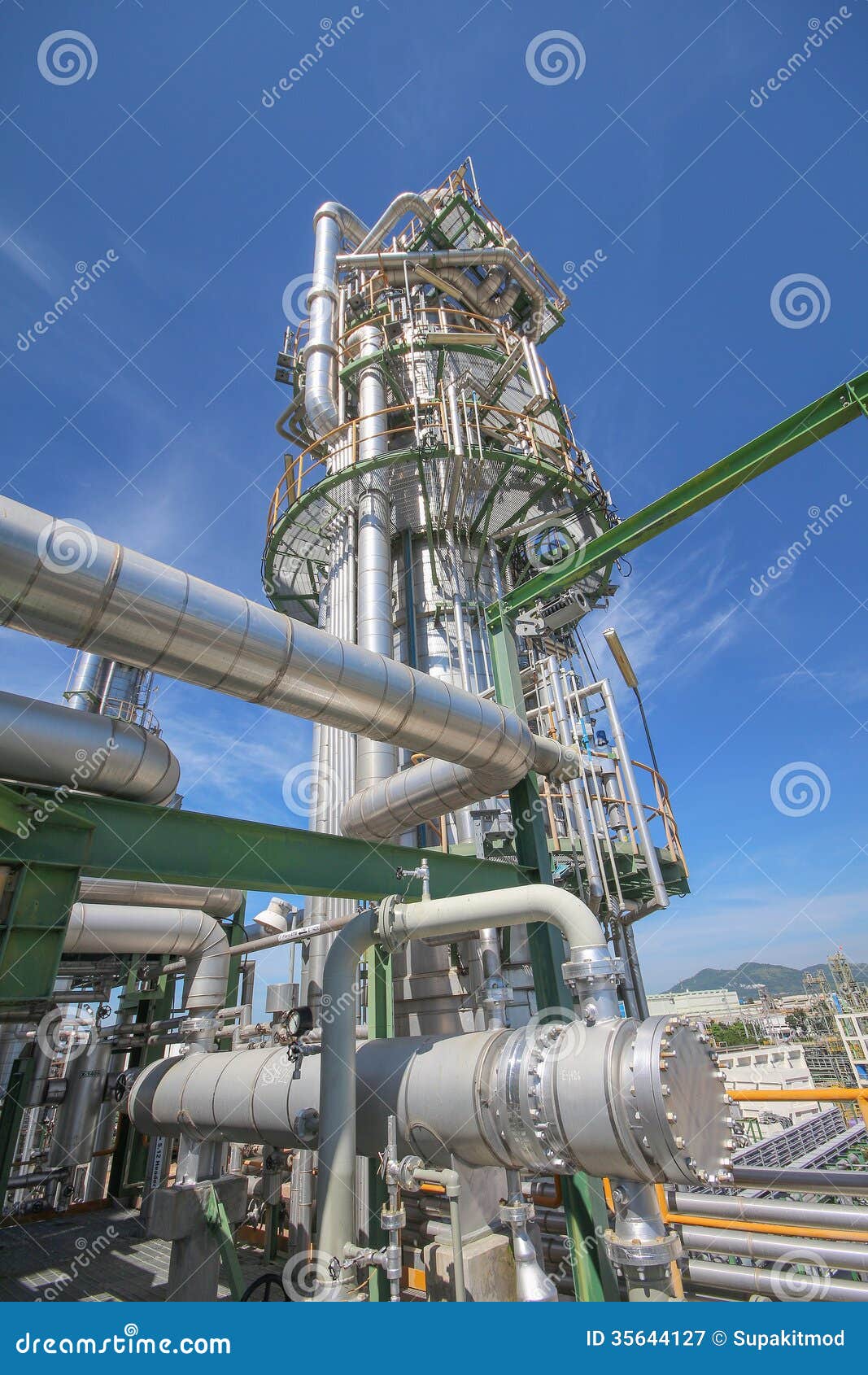 Chemical refinery tower stock image. Image of global - 35644127