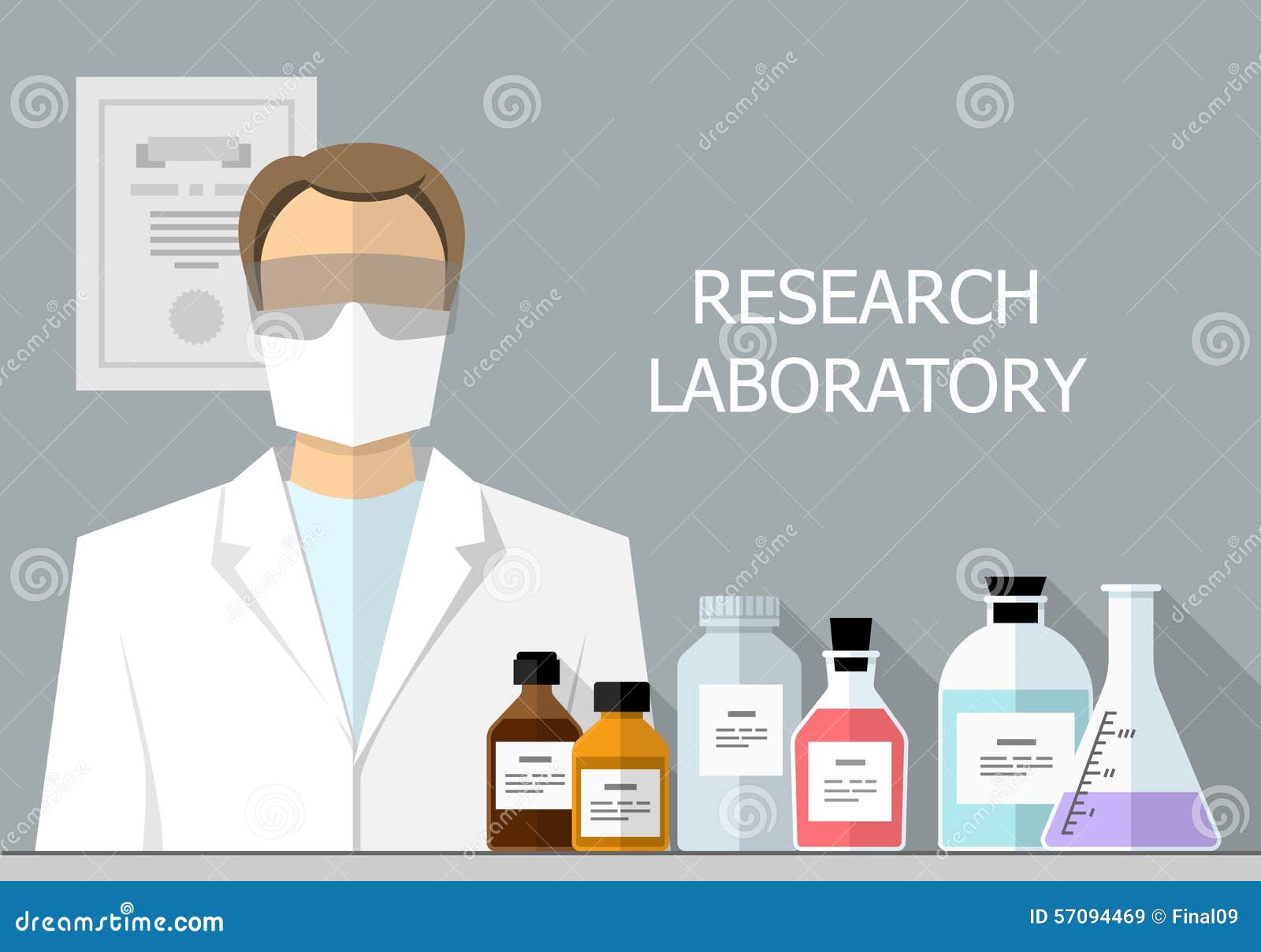 Chemical Research Laboratory. Flat Design Stock Vector - Illustration ...