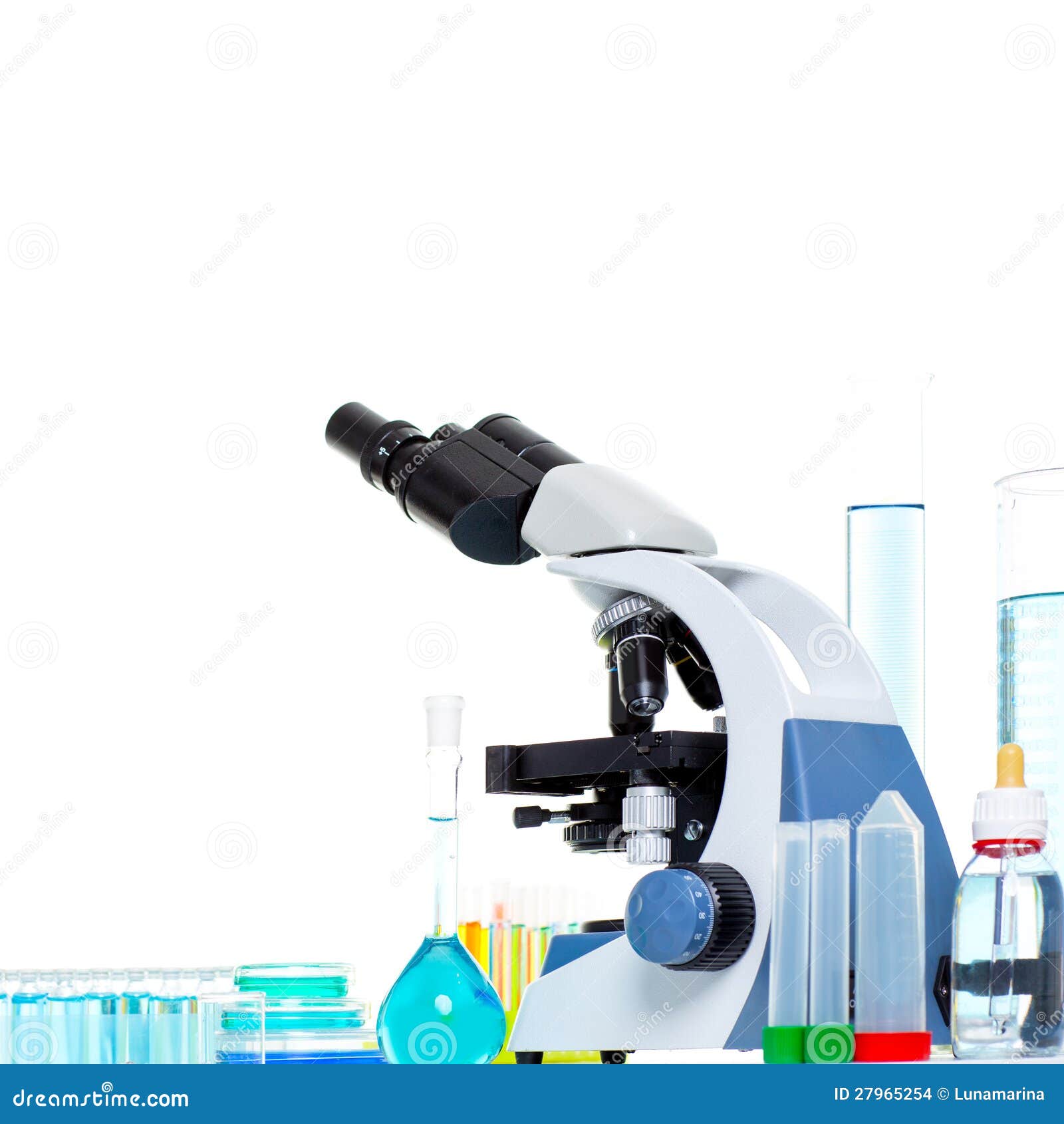 Microscope With Tube Of Biological For Scientist Biochemist Or ...