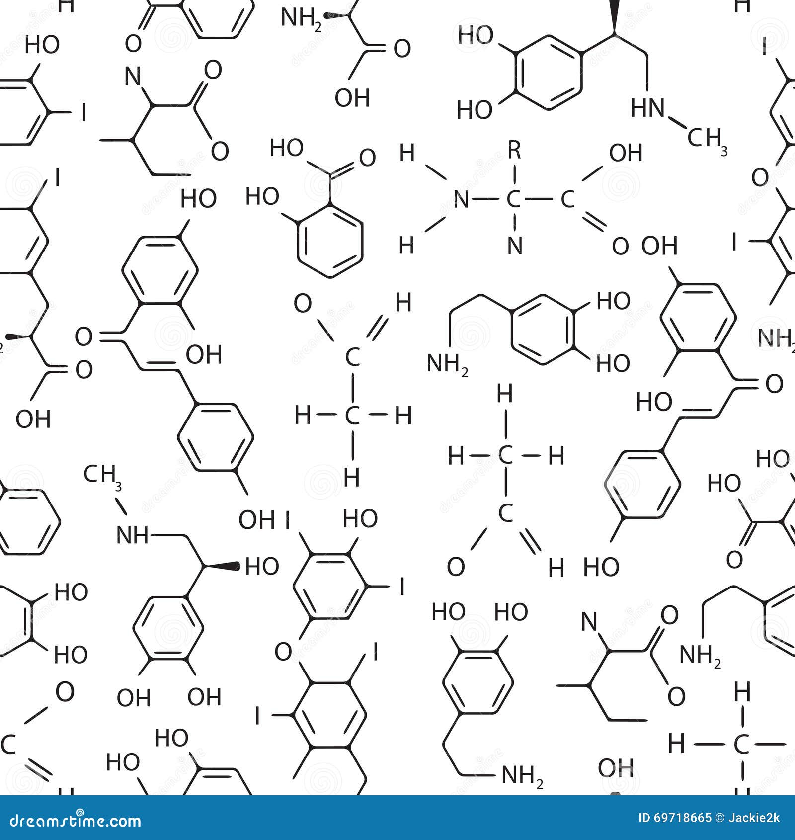 Chemical Seamless Pattern. Black and White. Stock Vector - Illustration ...