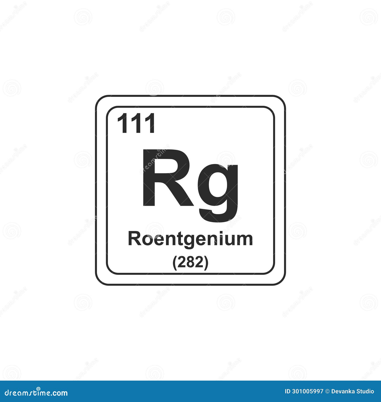 Roentgenium Icon. Rg Chemical Element. Atomic Number 111. Mass 282 ...