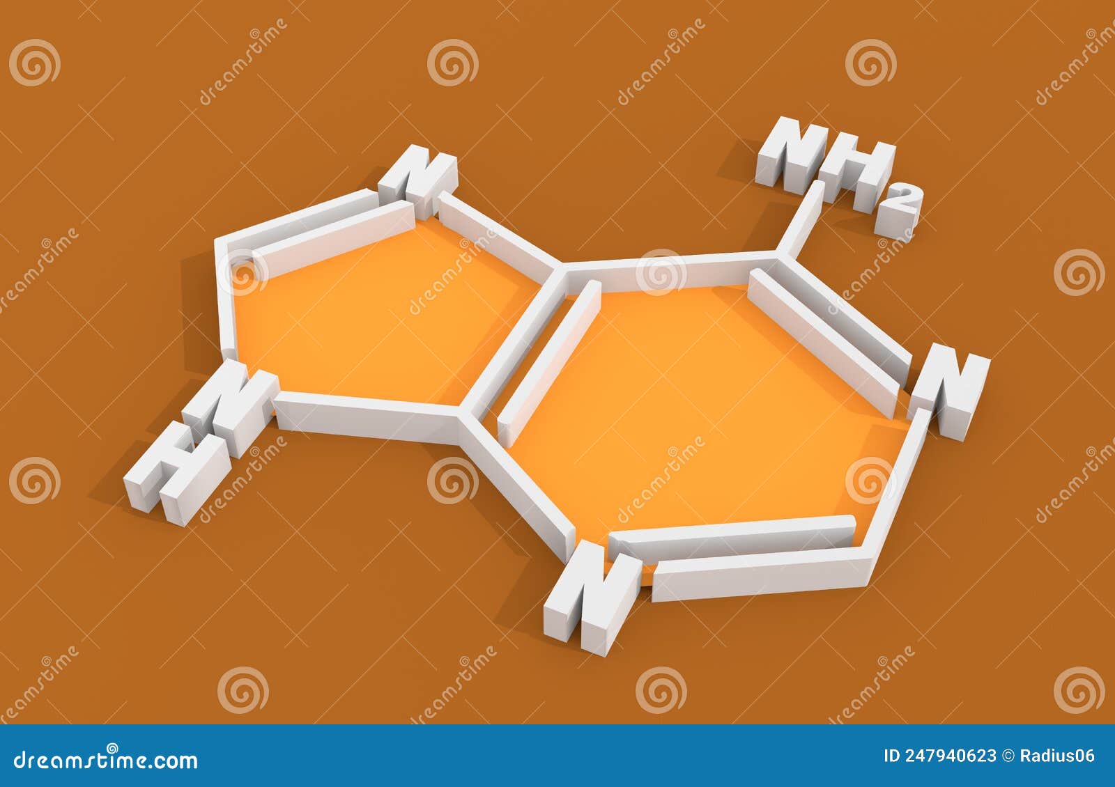 Adenine Molecule 3d, Molecular Structure, Ball And Stick Model ...