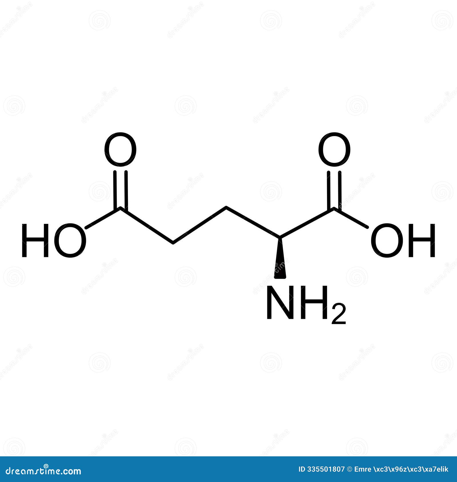 chemical structural formula of amino acid, glutamic acid Coloso