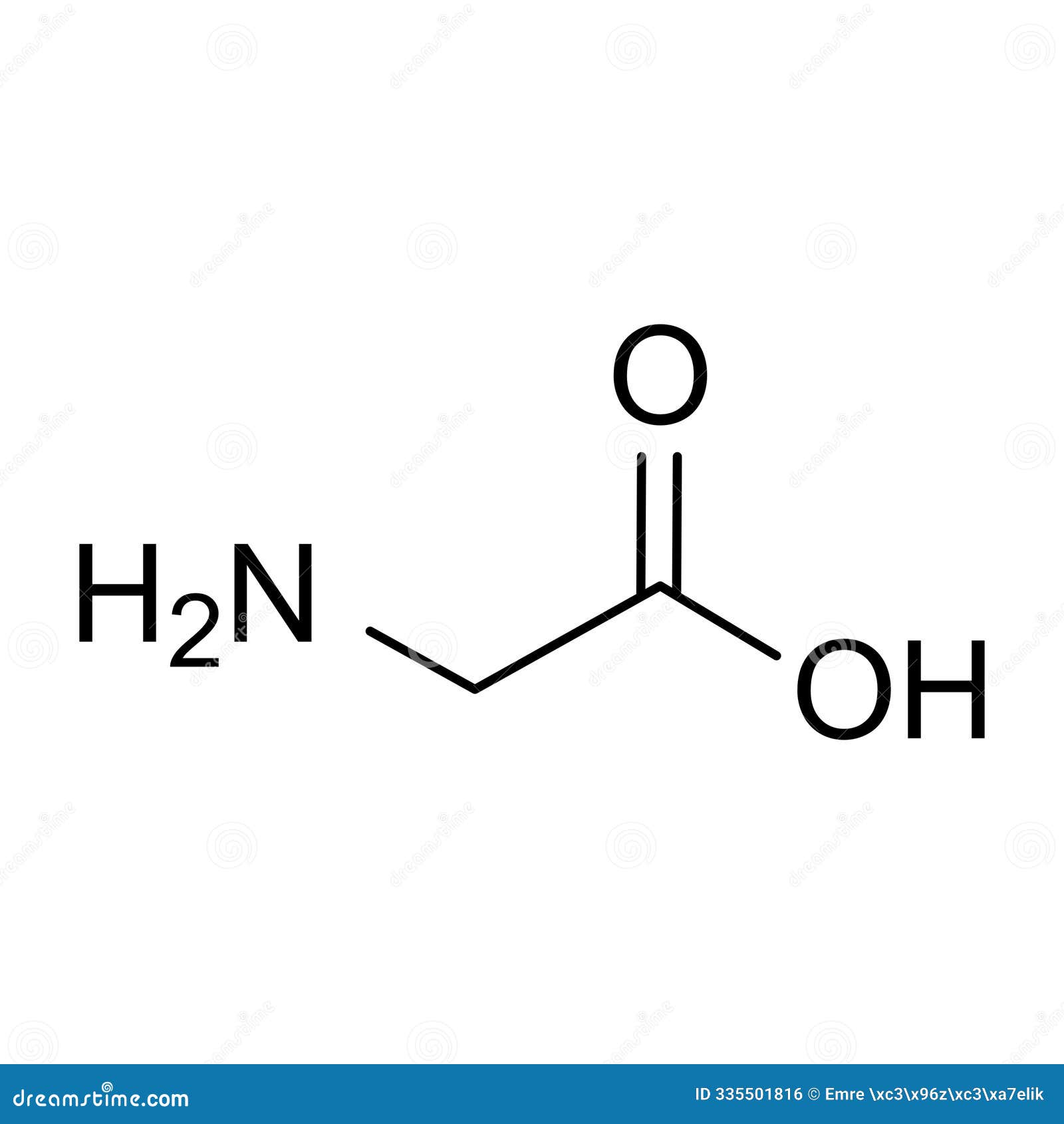 Chemical Structural Formula of Amino Acid, Glycine Stock Illustration ...