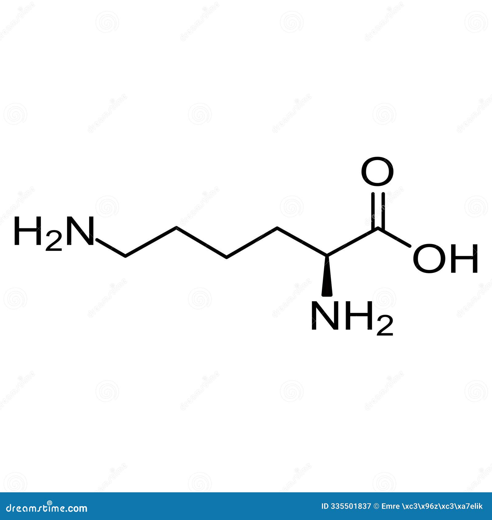 Chemical Structural Formula of Amino Acid, Lysine Stock Illustration ...