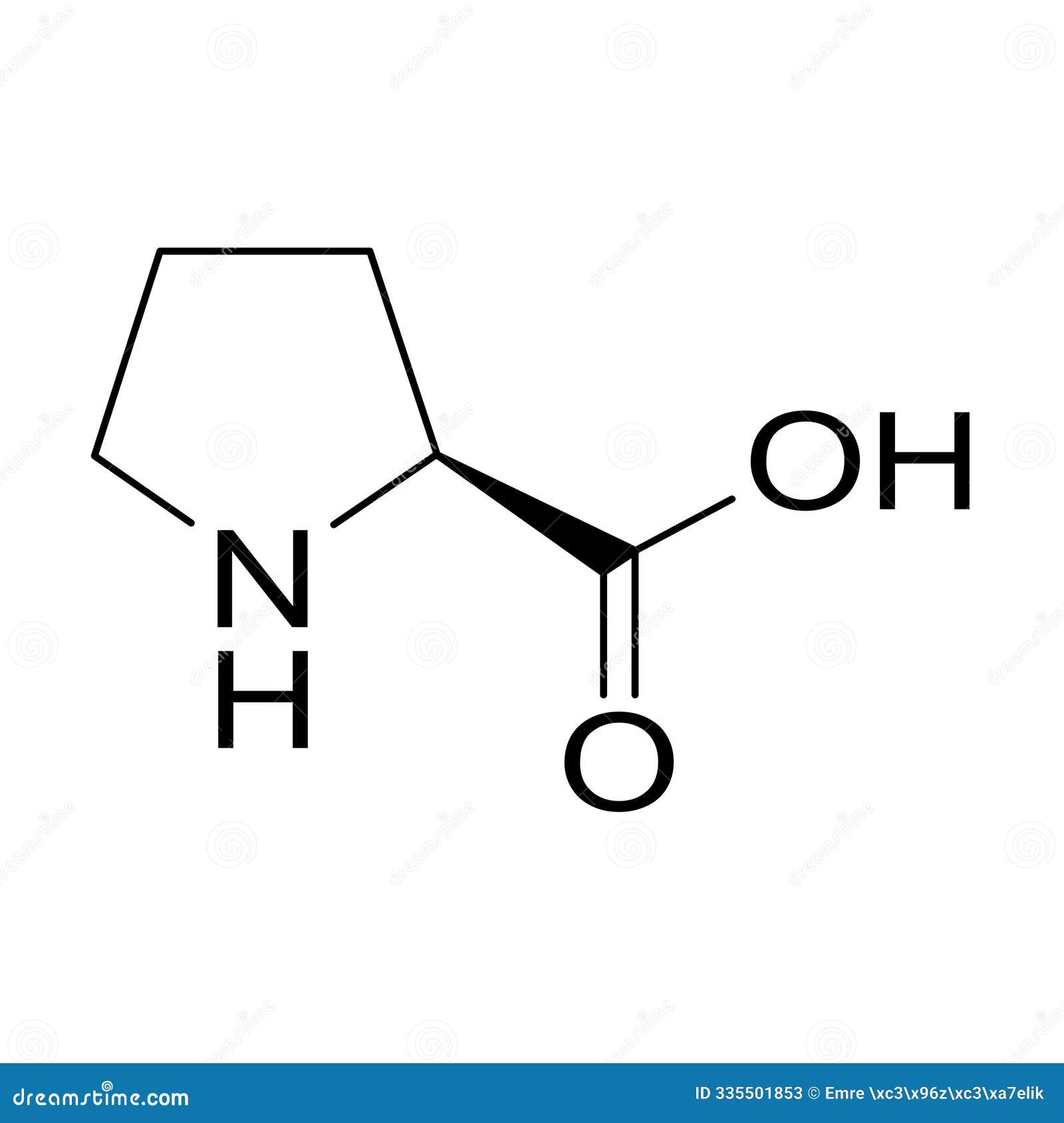 Chemical Structural Formula of Amino Acid, Proline Stock Illustration ...