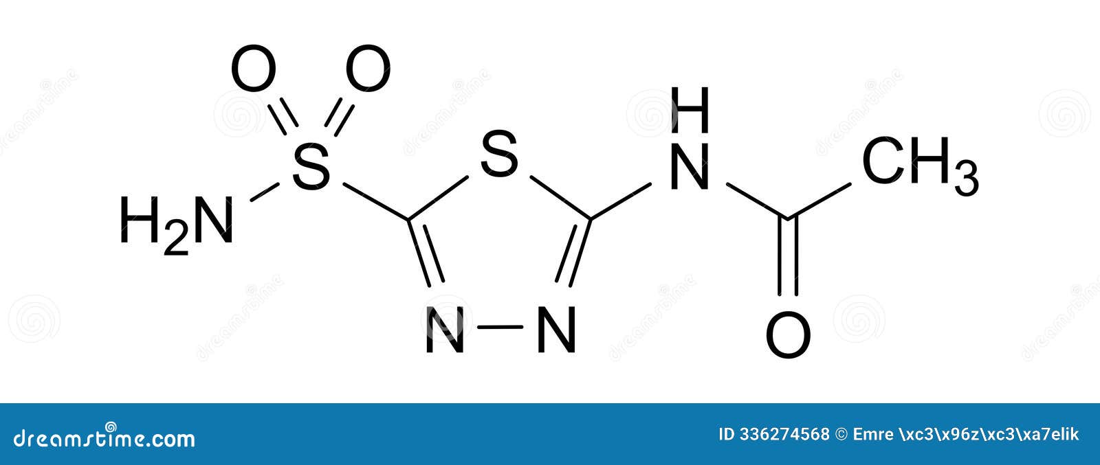 Chemical Structure of Acetazolamide, Drug Substance Stock Illustration ...