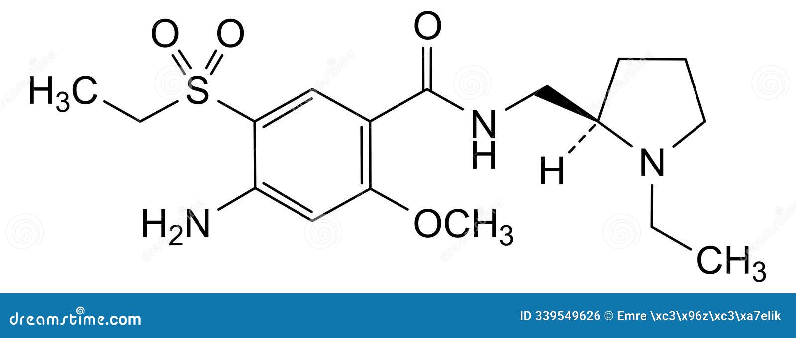 Chemical Structure of Amisulpride, Drug Substance Stock Illustration ...