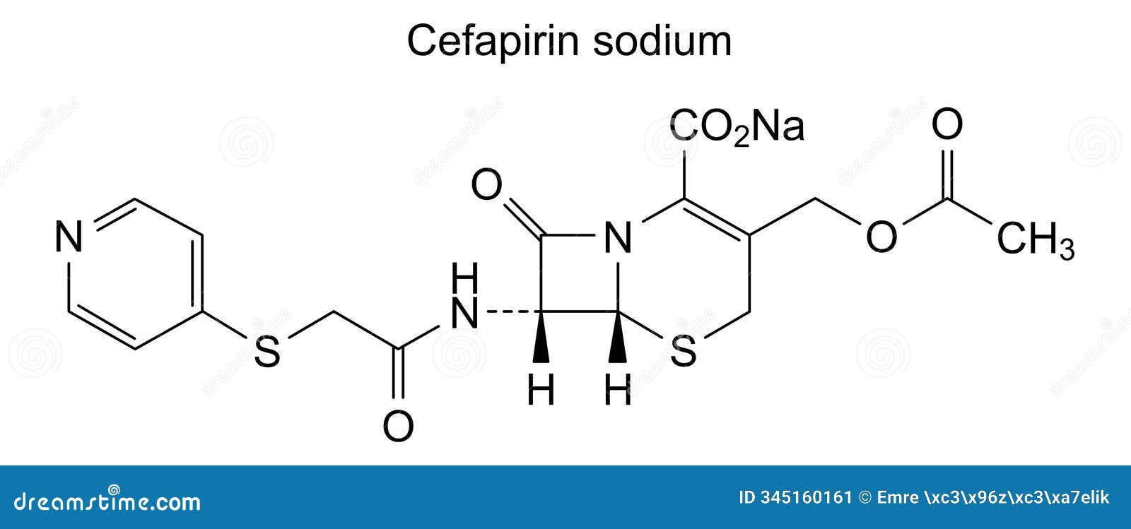 Chemical Structure of Cefapirin Sodium, Drug Substance Stock ...