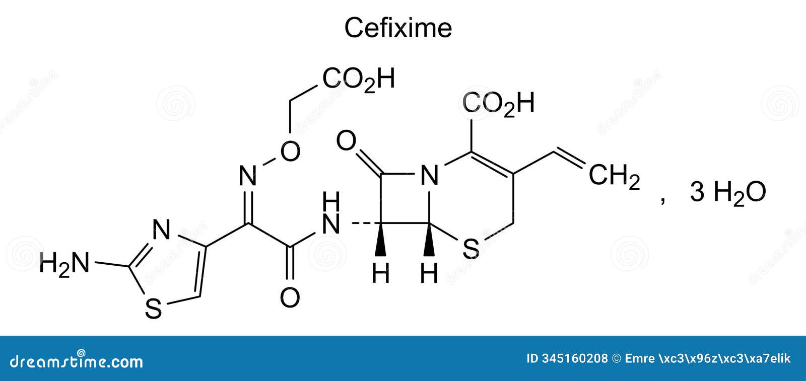 Chemical Structure of Cefixime, Drug Substance Stock Illustration ...
