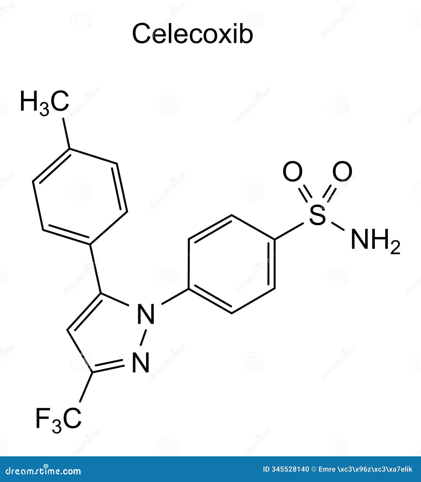 Celecoxib Molecule, Molecular Structure, Cox-2 Inhibitors, Ball And ...