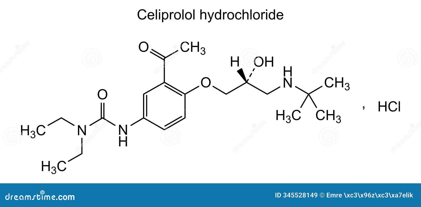 Chemical Structure Of Celiprolol Hydrochloride, Drug Substance Royalty ...
