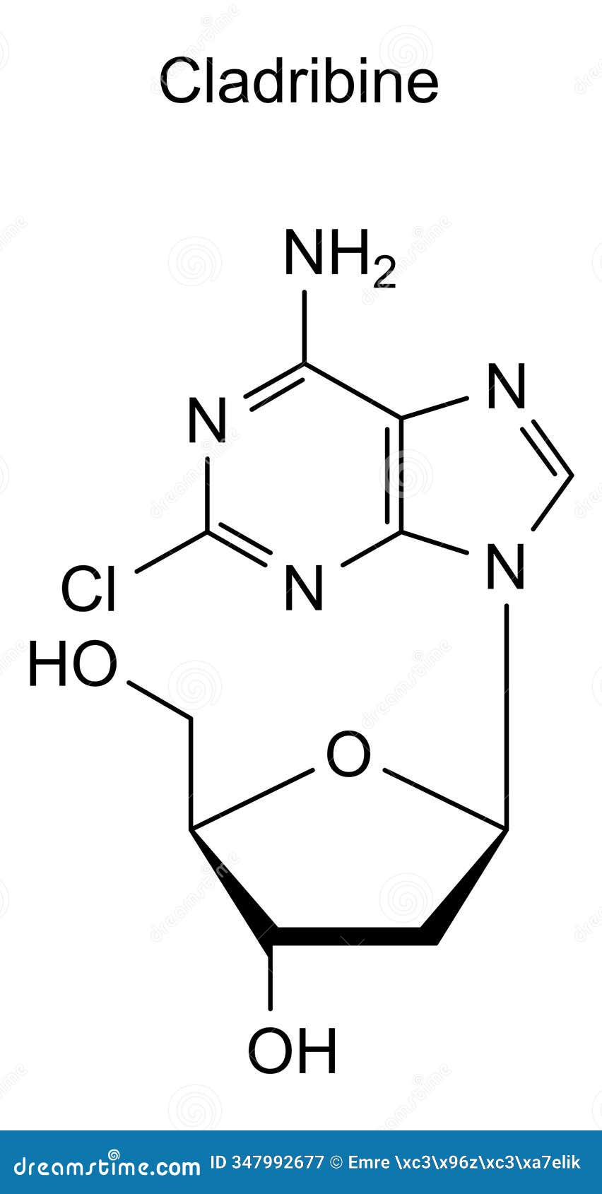 Chemical Structure of Cladribine, Drug Substance Stock Illustration ...