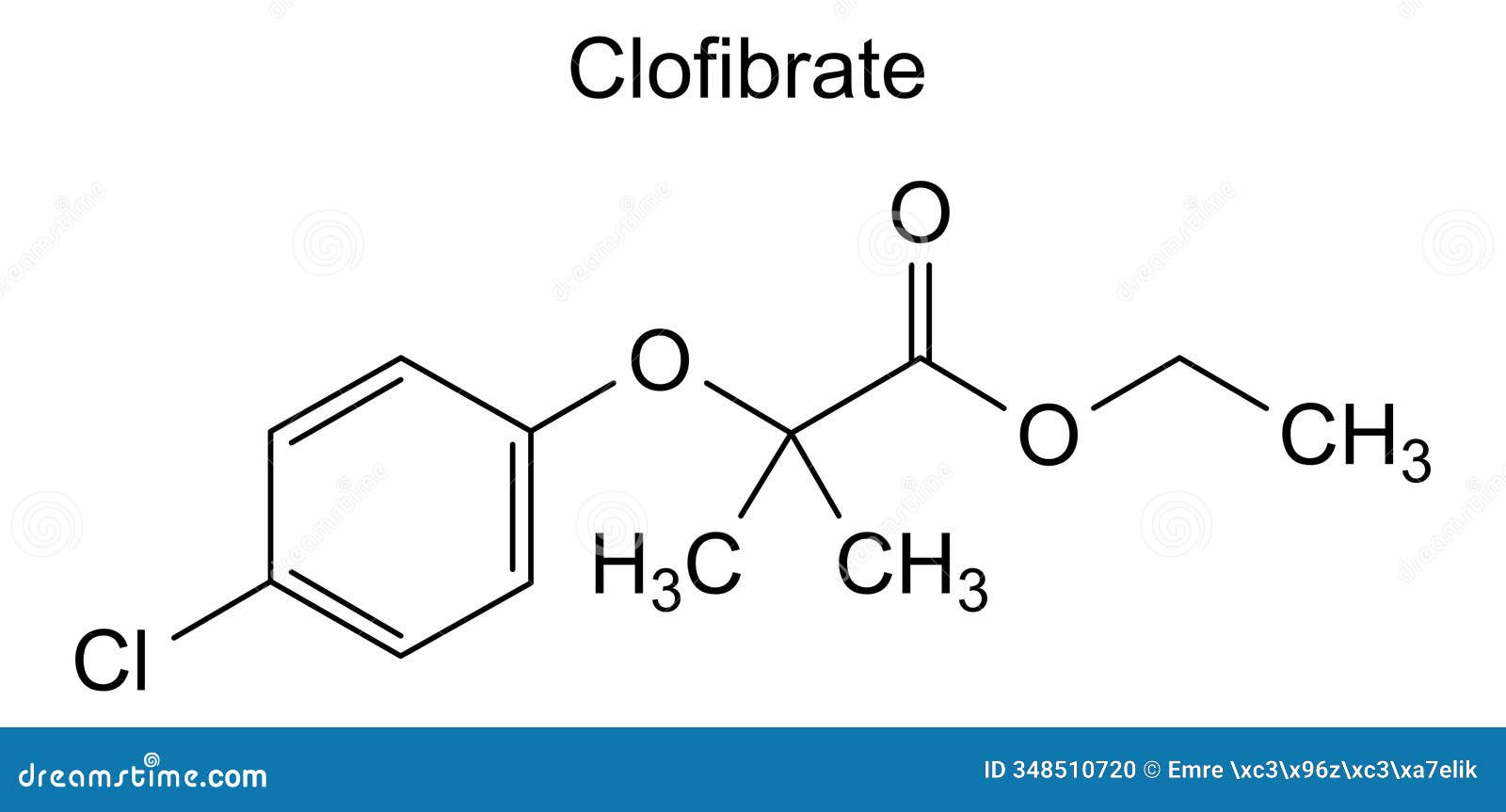 Chemical Structure of Clofibrate, Drug Substance Stock Illustration ...