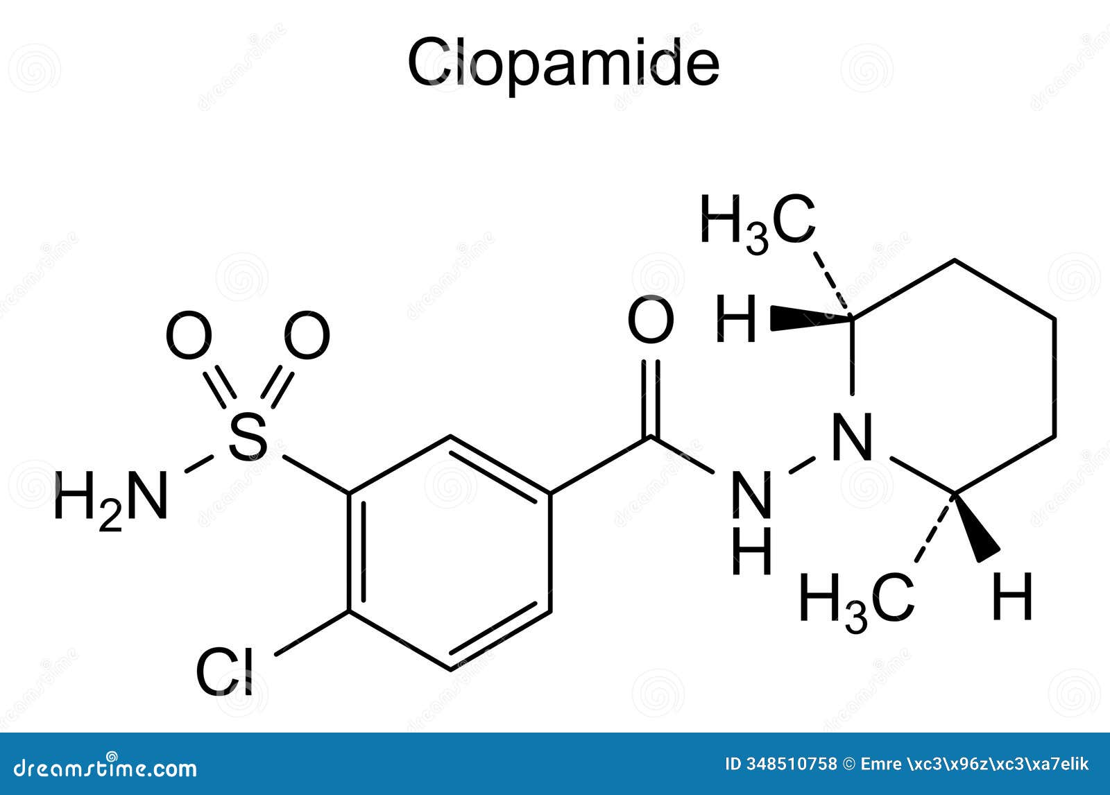 Chemical Structure of Clopamide, Drug Substance Stock Illustration ...