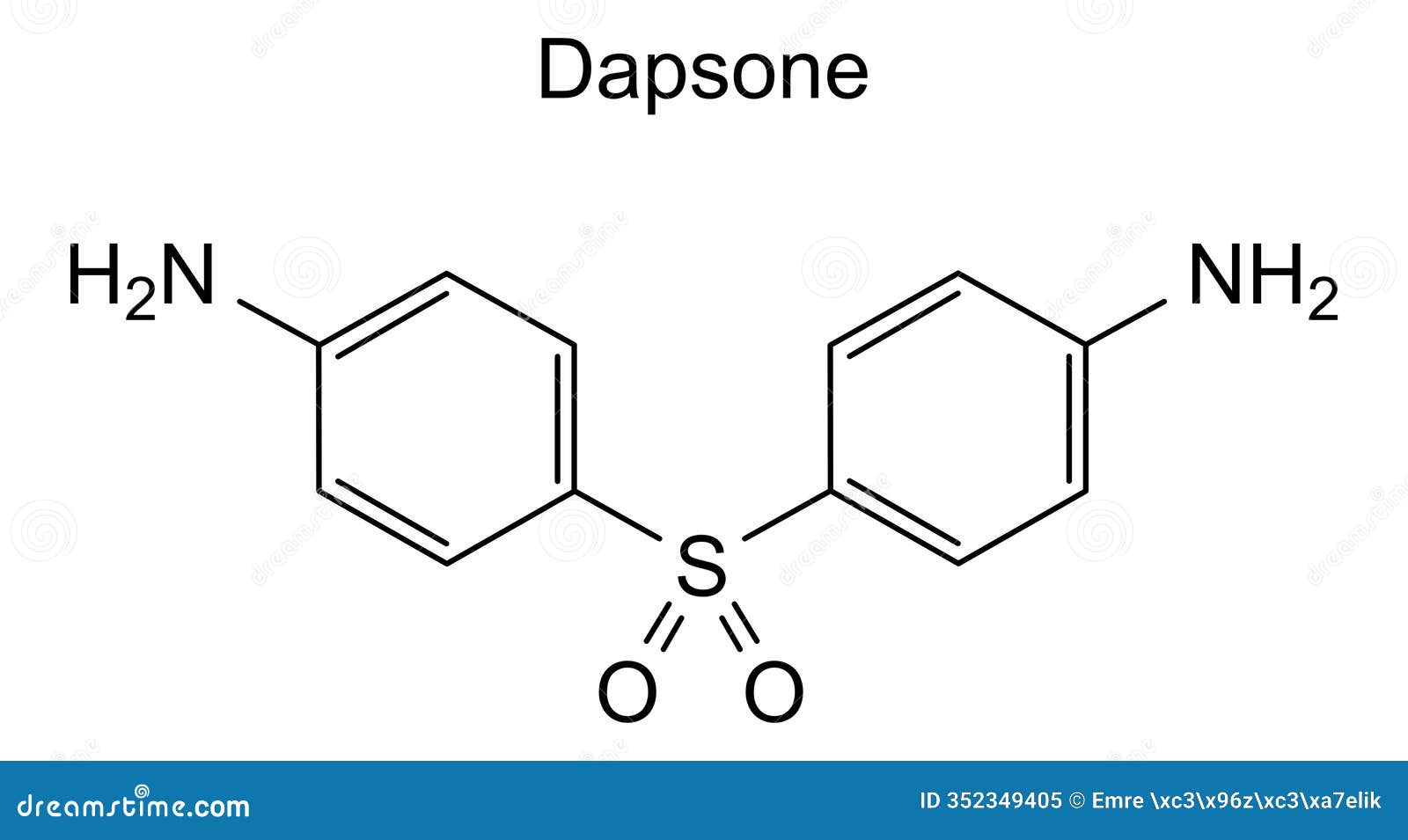 Chemical Structure of Dapsone, Drug Substance Stock Illustration ...