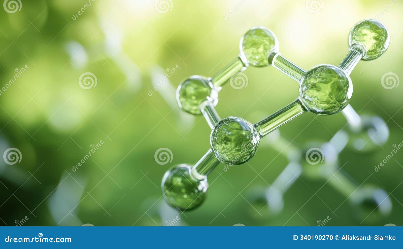 Chemical Structure of Ethanol Molecule on Green Background Representing ...